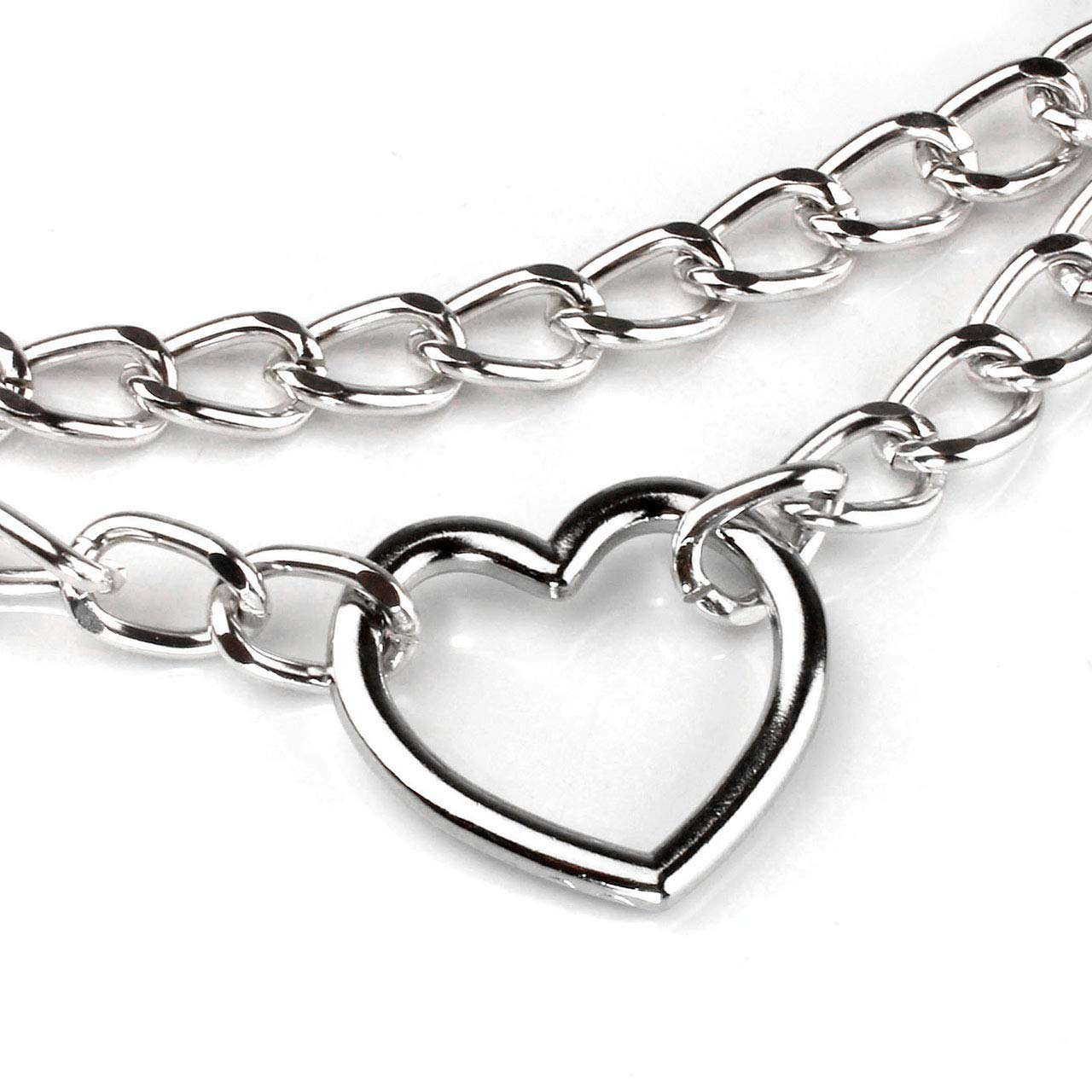 Manfnee PU Leather Choker Punk Emo Heart Pendant Chain Choker Collar Necklace for Women Adjustable