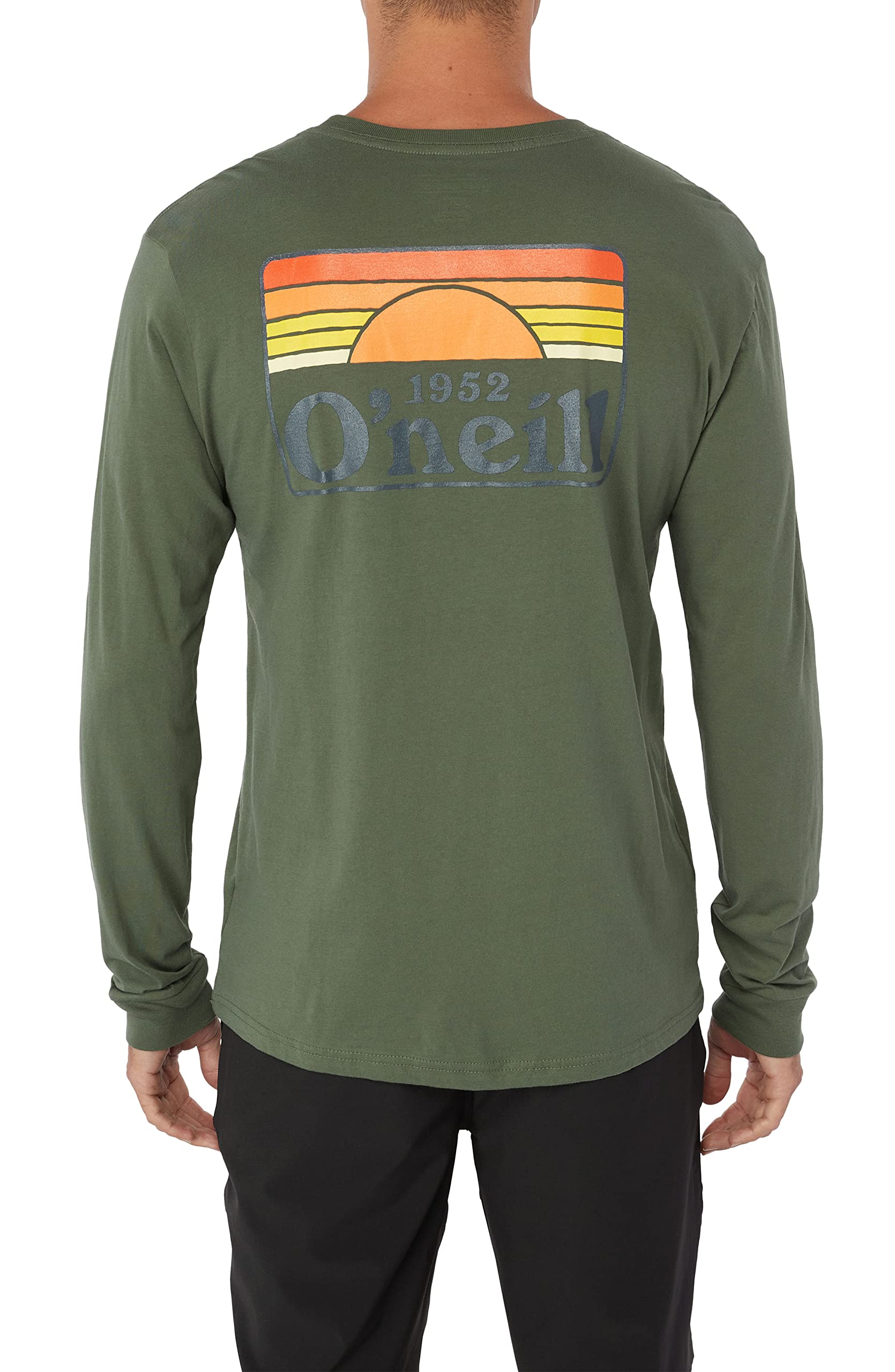 Mens Sun Down Graphic Long Sleeve T-Shirt, White 2, L