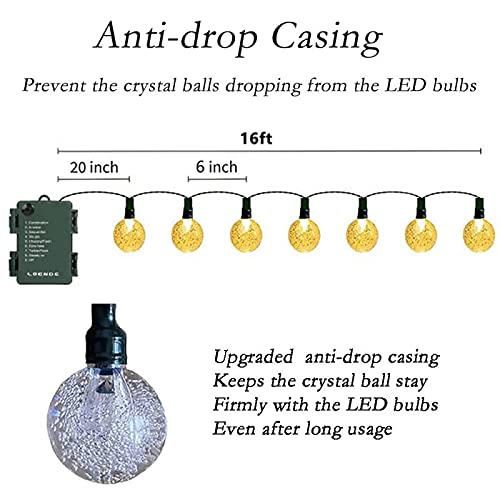LOENDE Battery Operated String Lights Waterproof 16FT 30 LED 8 Modes Fairy Garden Globe String Lights with Timer for Christmas Tree Holiday Outdoor Indoor Patio Party Decor, Warm White (2 Pack)