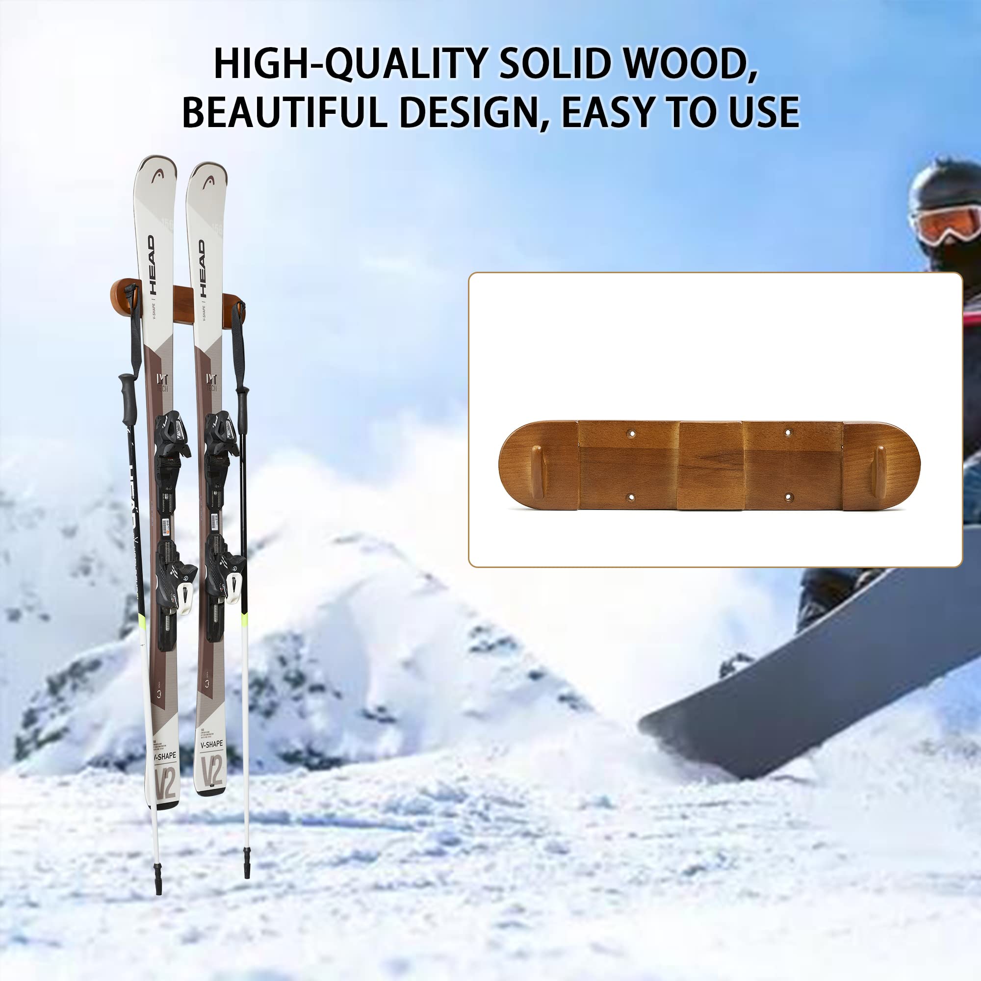 QMYBROW Ski + Snowboard Wall Storage Display Rack Garage Skis Mount
