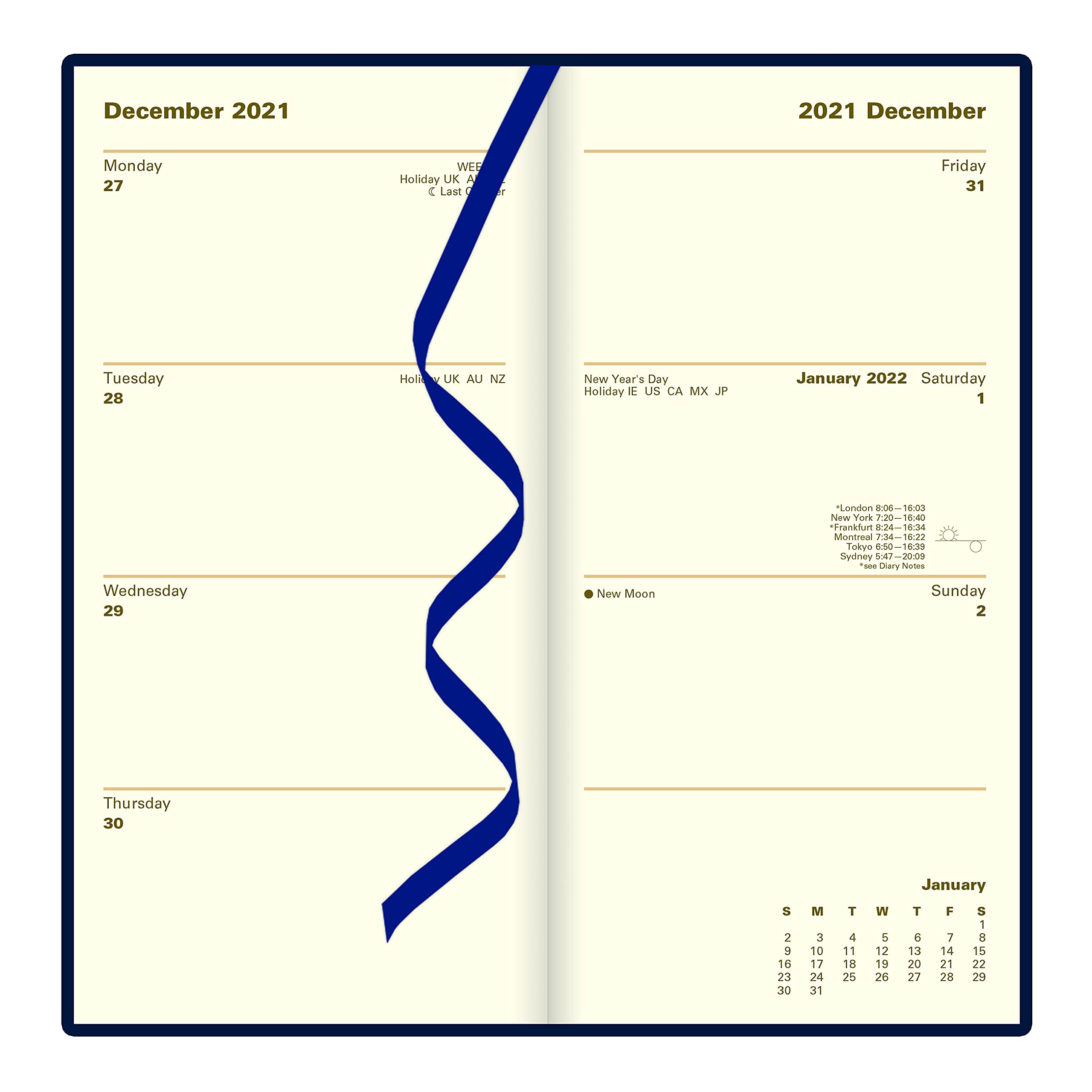 LETTS Signature Weekly/Monthly Planner, 12 Months, January to December, 2022, Week-to-View, Bonded Leather, 6.625" x 3.25", Blue (C38SUBE-22)