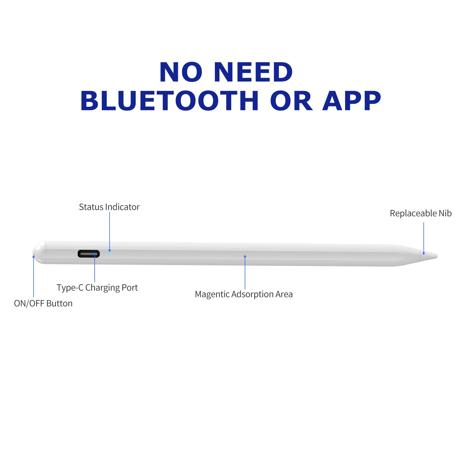 Stylus Pen for Android Tablets Phones Stylus Pencil for Samsung iPhone, Active Universal Stylus Pens for iOS/Android Most Tablets, High Precision Digital Stylus Pencils for Touch Screen Writing Black