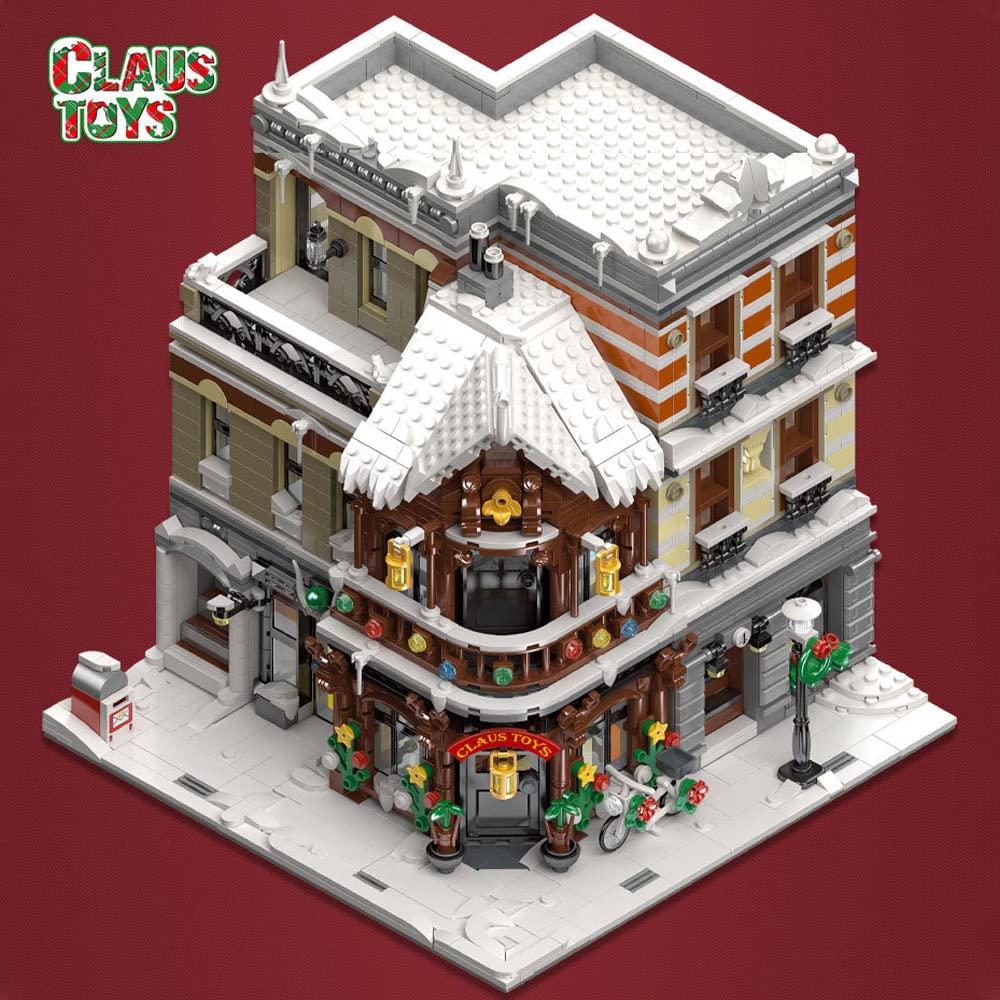 MISINI 89143 Claus Toys Shop Building Block Set,Christmas Themed House Building Kit, 2955 Piece Modular House Model Building Set