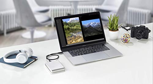 LaCie Mobile Drive 5TB External Hard Drive Portable HDD – Moon Silver USB-C USB 3.0, for Mac and PC Desktop, 1 Month Adobe CC (STHG5000400) (Renewed)