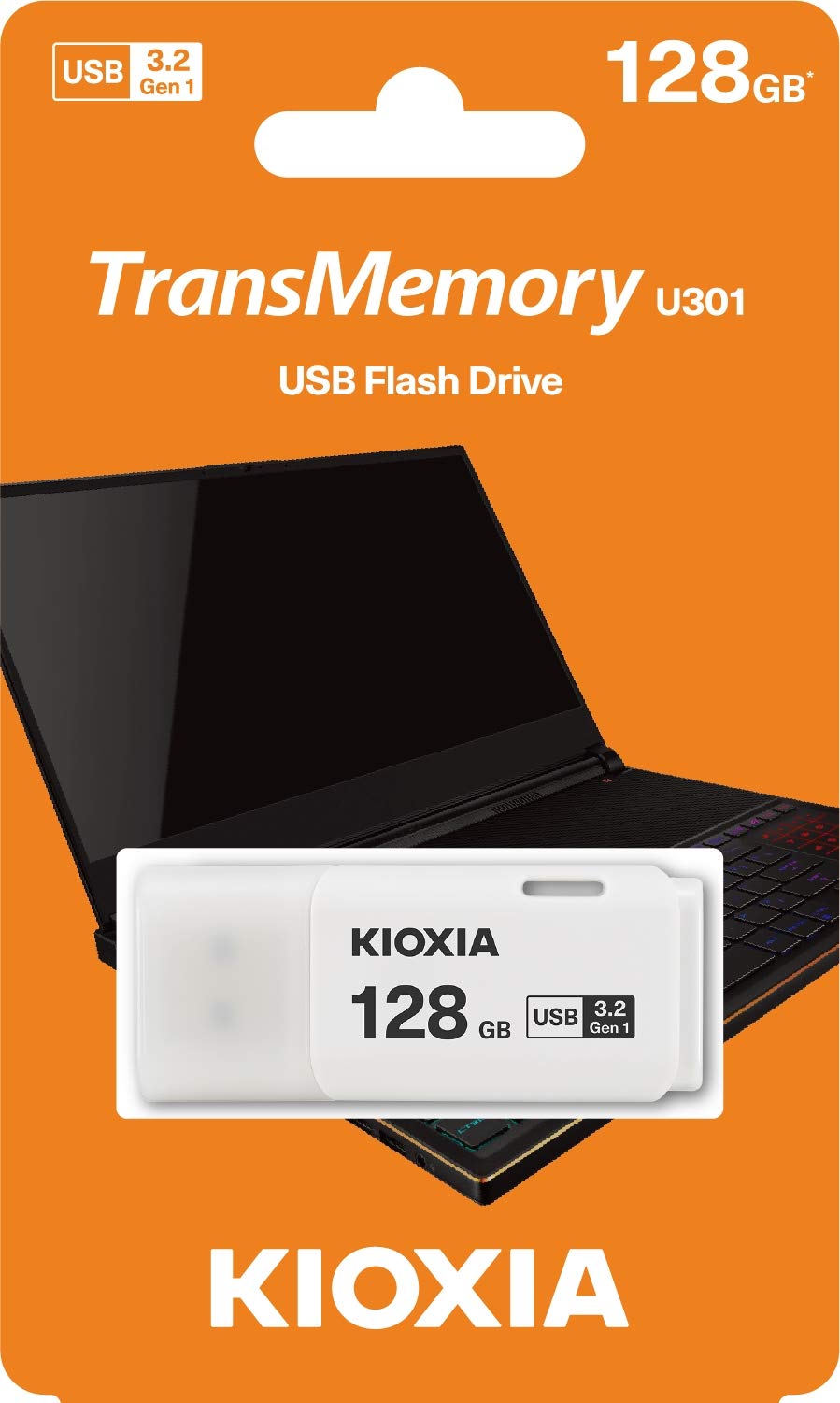 KIOXIA 128GB TransMemory U301 USB 3.2 Flash Drive, White
