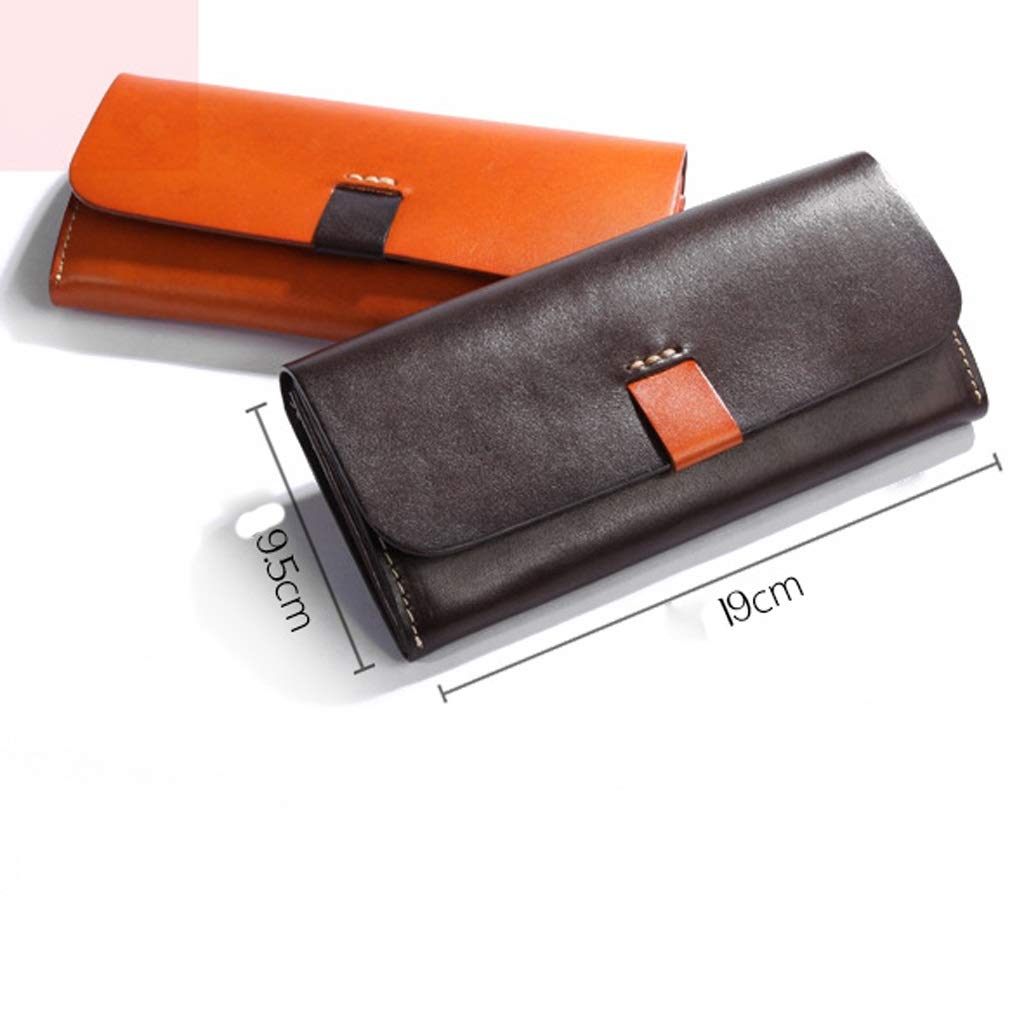 n/a Japanese Style Simple Contrast Wallet, Thin Handmade Leather Clutch, Travel Smart Handbag (Color : Green)