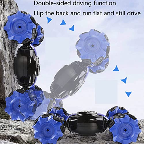 RC Stunt Car, Twisted Car Deformable All-Terrain Off Road Car 360° Flips Double Sided Rotating Race Car with Gesture Sensor Watch Lights for Kids P90