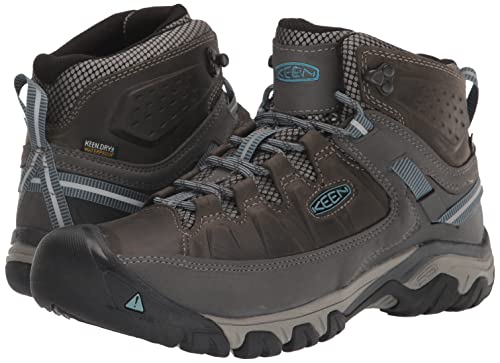 KEEN Women's Targhee 3 Mid Height Waterproof Hiking Boots, Magnet/Atlantic Blue, 9