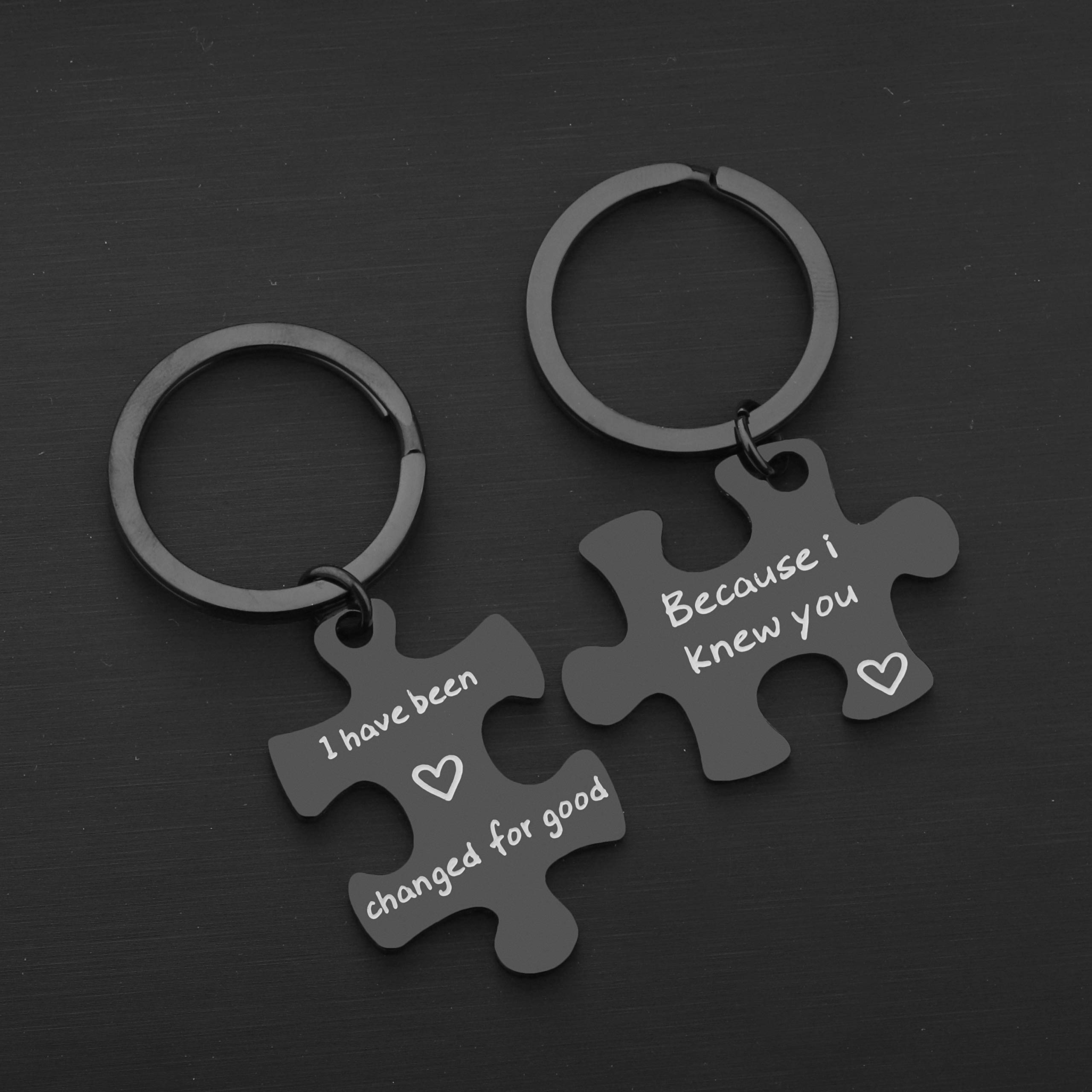 MAOFAED Best Friend Puzzle Keychains Because I Knew You I've Changed for Good Graduation Friendship Keychain (Changed gor Good Black)