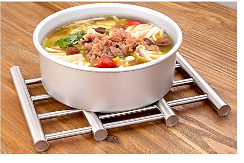 Leoyoubei 8x9 Metal expands Trivet Wite from 9" to 15" Multi-Purpose Spoon Rest and Kitchen Table mats Shrink Pads Non-Sliding hot pad and Pot Holder (Silver x 2)