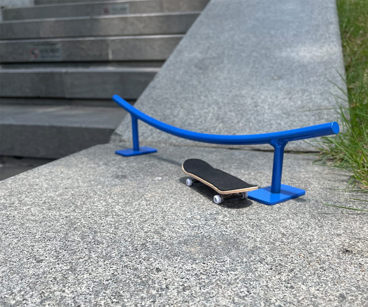 Puerkasito Fingerboard Rail Fingerboard Obstacles for Tech Decks and Wooden Fingerboards Pro Fingerboard Obstacles Ironrail Round Fingerboard Ramp (Dark Blue)
