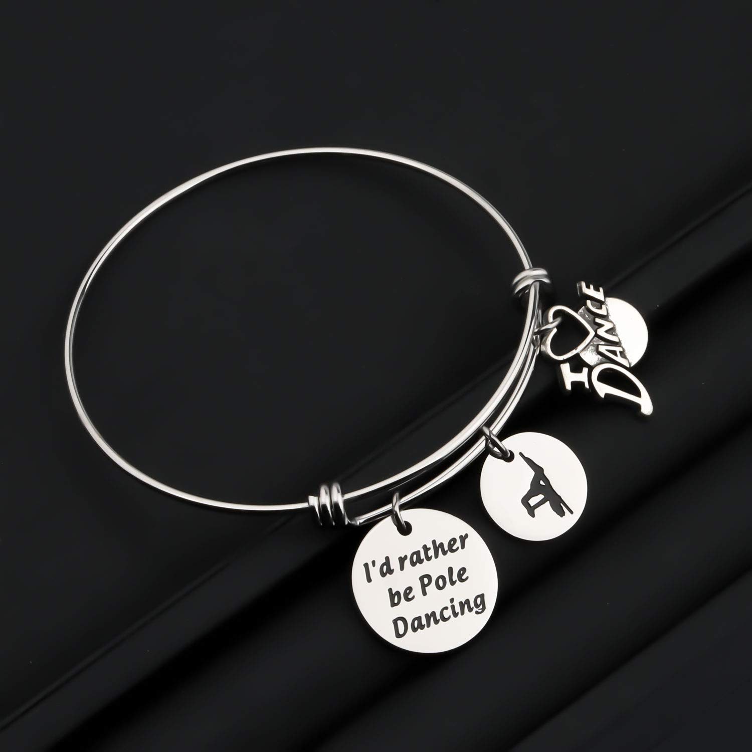 MAOFAED Dance Gift Pole Dancing Gift I’d Rather Be Pole Dacing Bracelet Dancer Gift Pole Dance Coach Gift Dancer Gift (rather pole dancing)