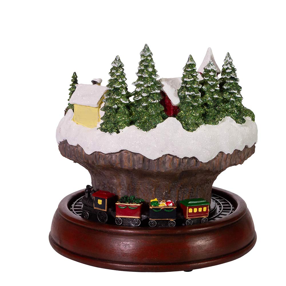 Kurt S. Adler 7.5-Inch Battery-Operated LED Musical Village and Train Table Piece, Multi