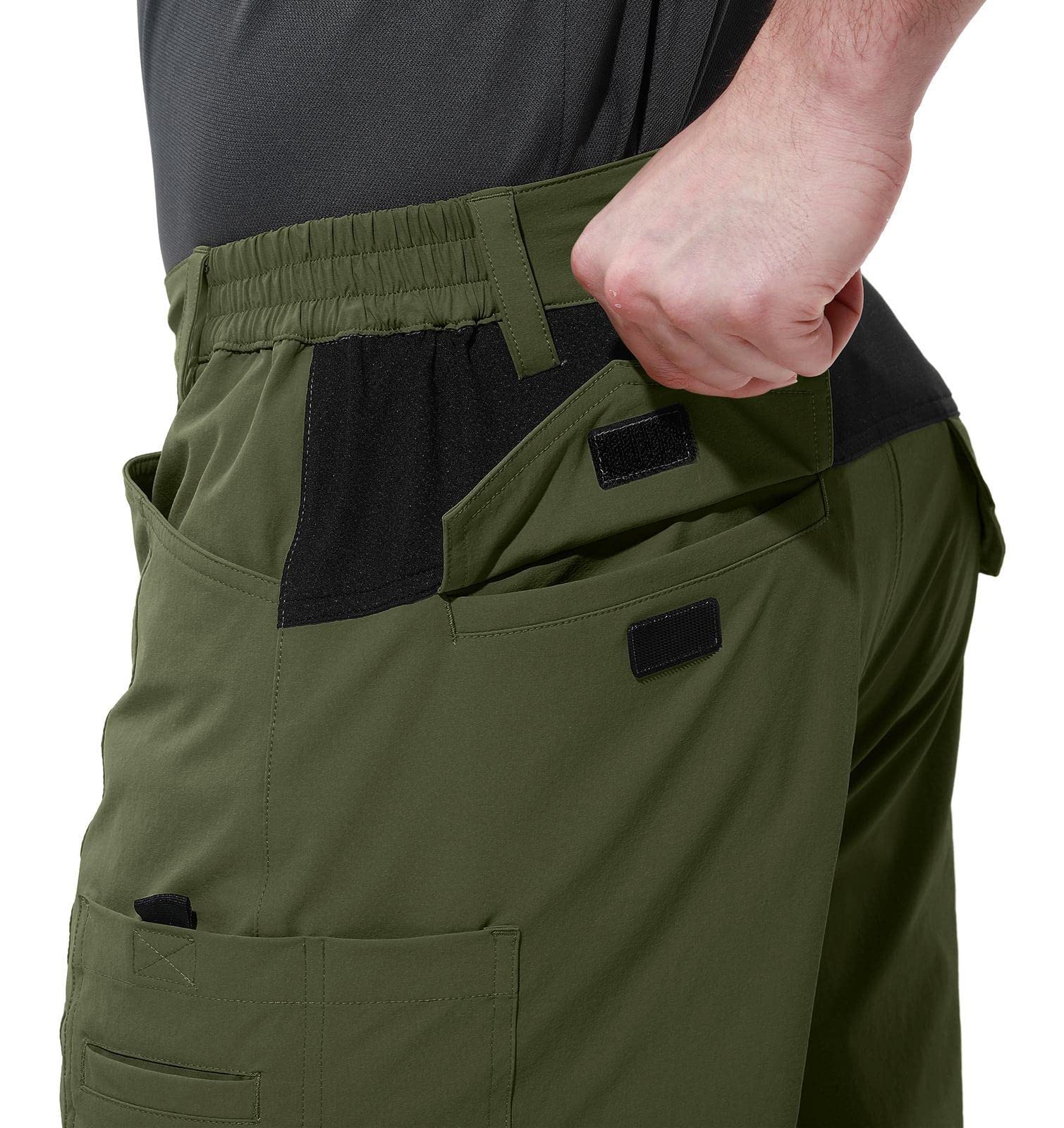 Rdruko Men's Work Shorts Lightweight Quick Dry Outdoor Hiking Fishing Shorts 8 Pockets(Army Green, US 32)