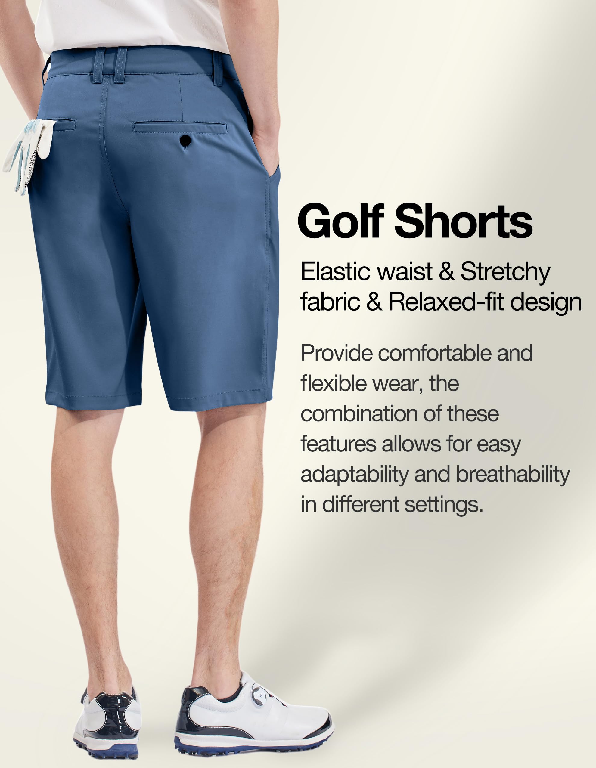 PULI Men Casual Shorts Dress Golf Hiking Work Hybrid Lightweight Flat Front Quick Dry Slim Fit Stretch Tan 32