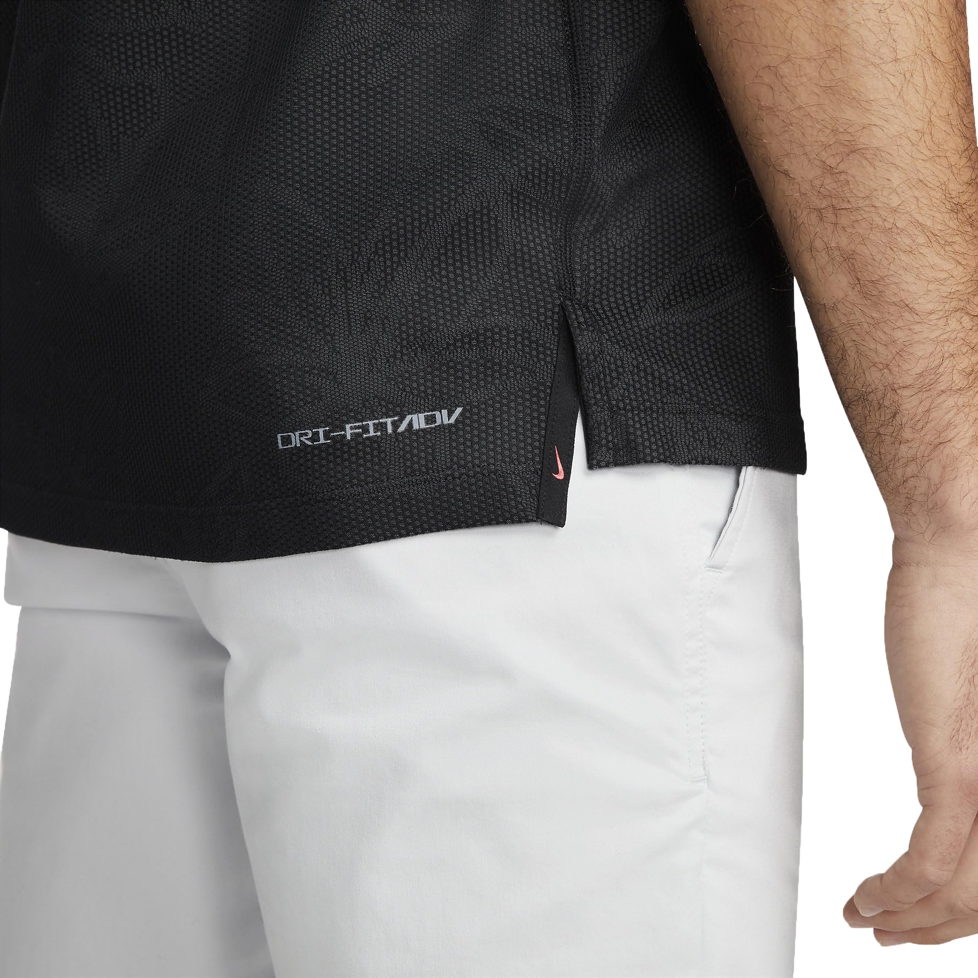 Nike Dri-FIT ADV Tiger Woods Men's Golf Polo Shirt,Black/Dark Smoke Grey/White, Large