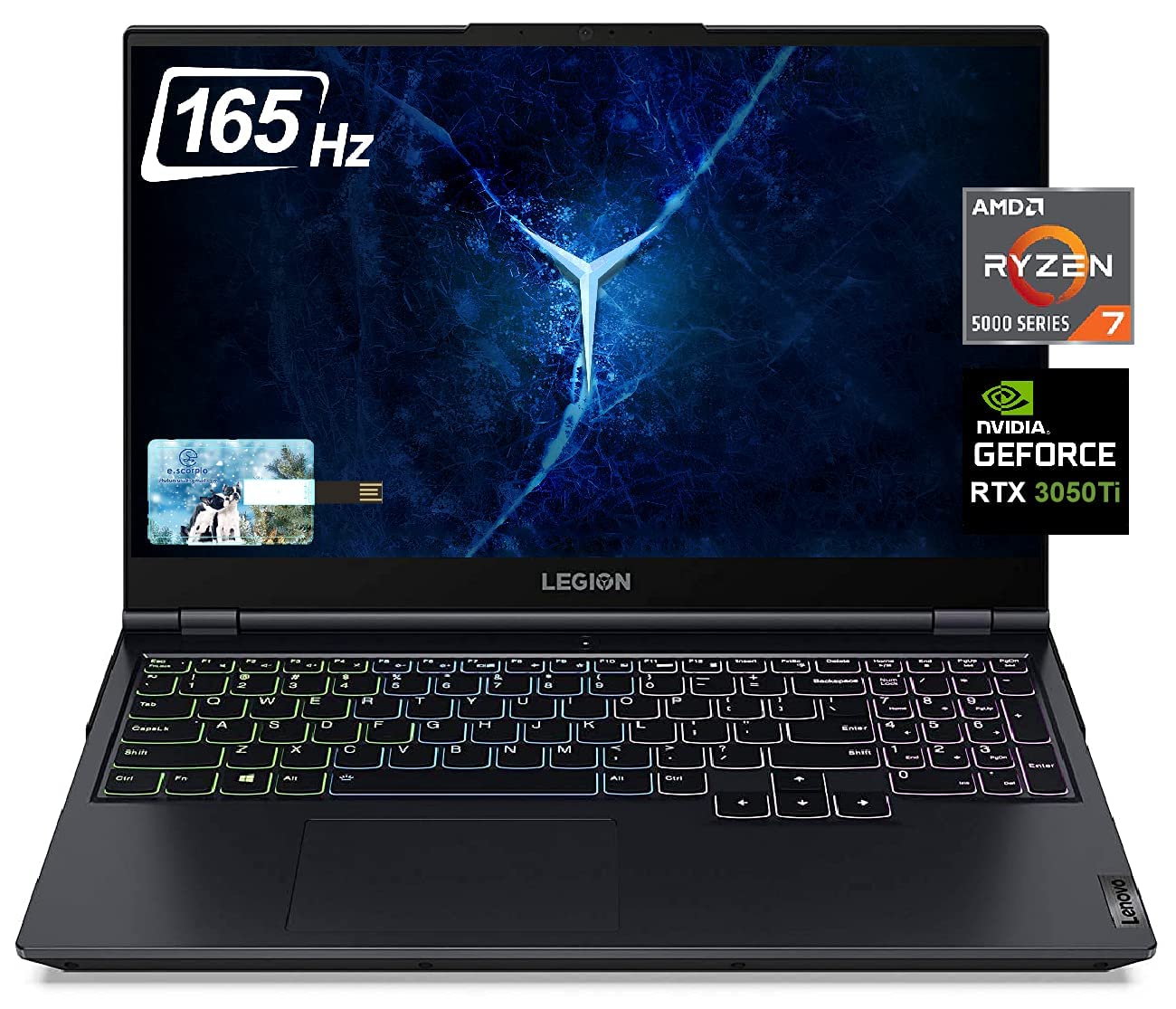 Lenovo Legion 5 15 Gaming Laptop, 15.6" FHD 300nits 165Hz Display, AMD Ryzen 7 5800H,NVIDIA GeForce RTX 3050Ti,RGB Backlight, 32GB RAM, 2TB PCIe SSD, Windows 11H /ES 32GB USB
