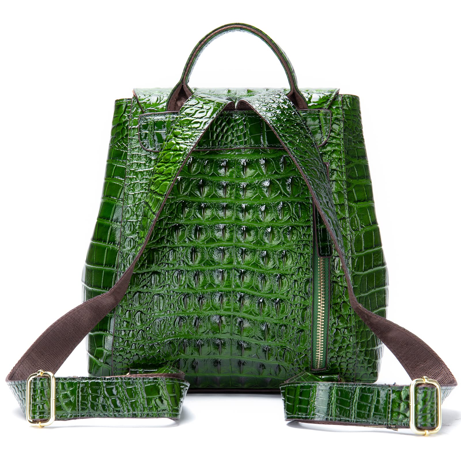 NIUCUNZH Cute Mini Backpack Purse For Women, Crocodile Small Backpack Fashion Casual Leather Back Pack Purses Green