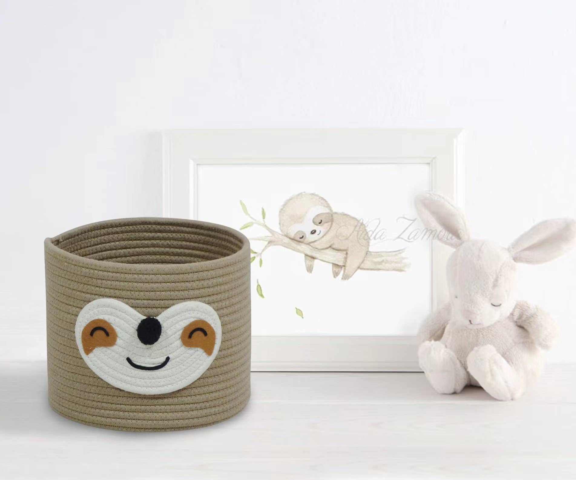 T&T Homewares Small Sloth Baskets for Baby Diaper Organizer, Nursery Storage, Nursery Room Decor, Kids Room Organizer, Pet Toy Storage