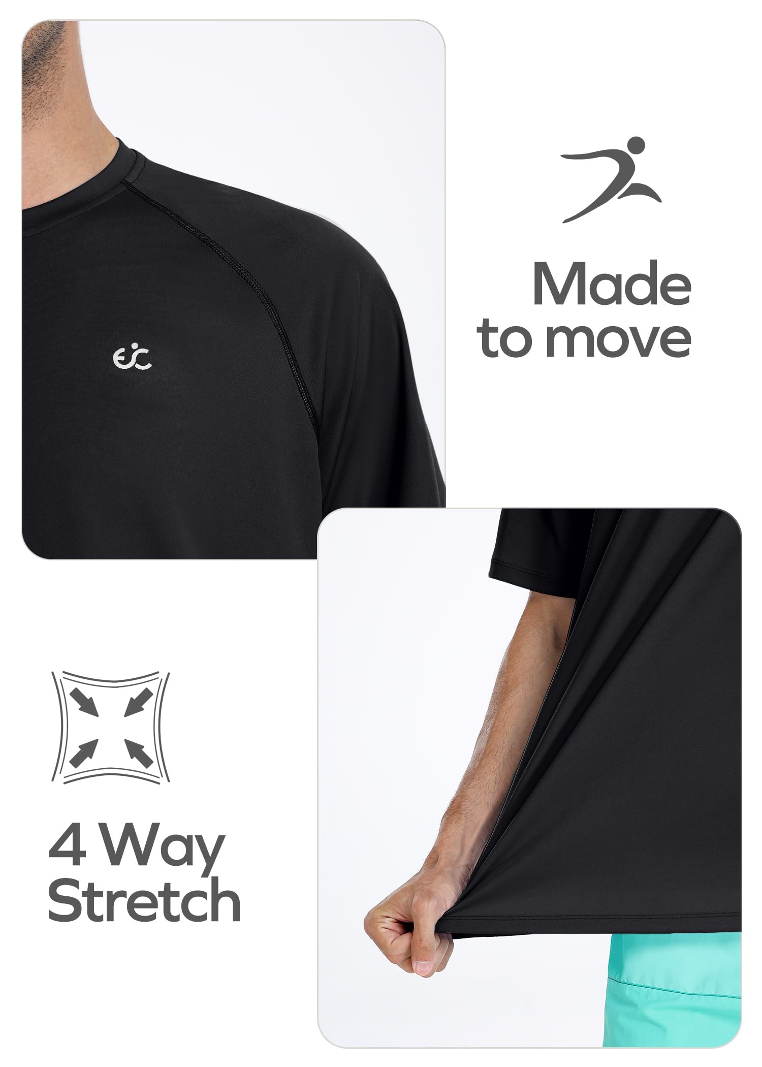 Men's Swim Shirt Quick Dry Sun Shirts UPF50+ Rash Guard for Men Short Sleeve UV Sun Protection Beach Shirts Blue