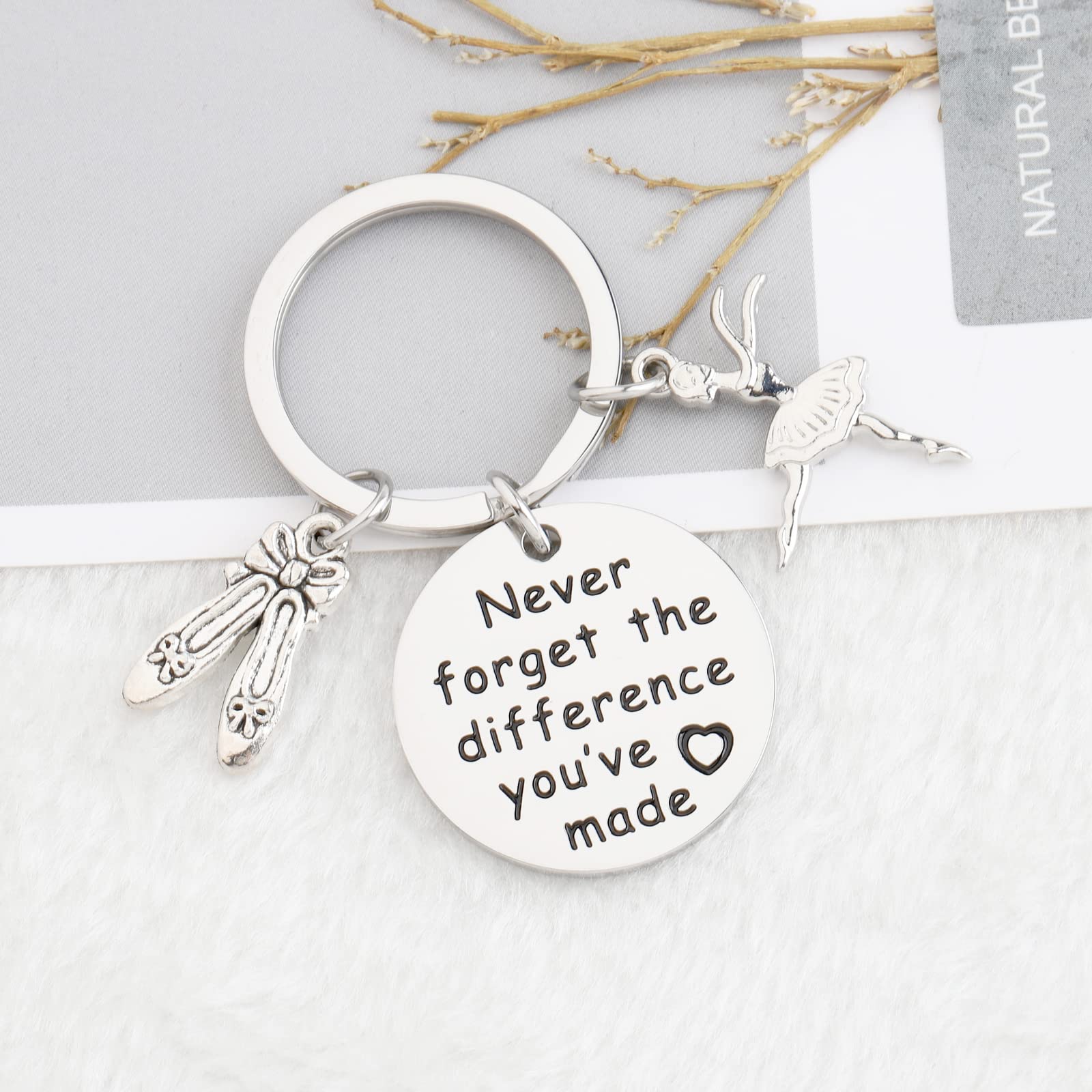 MYOSPARK Dance Keychain Ballet Dancing Gifts Dance Team Jewelry Dance Recitals Gift Never Forget The Difference You’ve Made (Ballet difference KC)