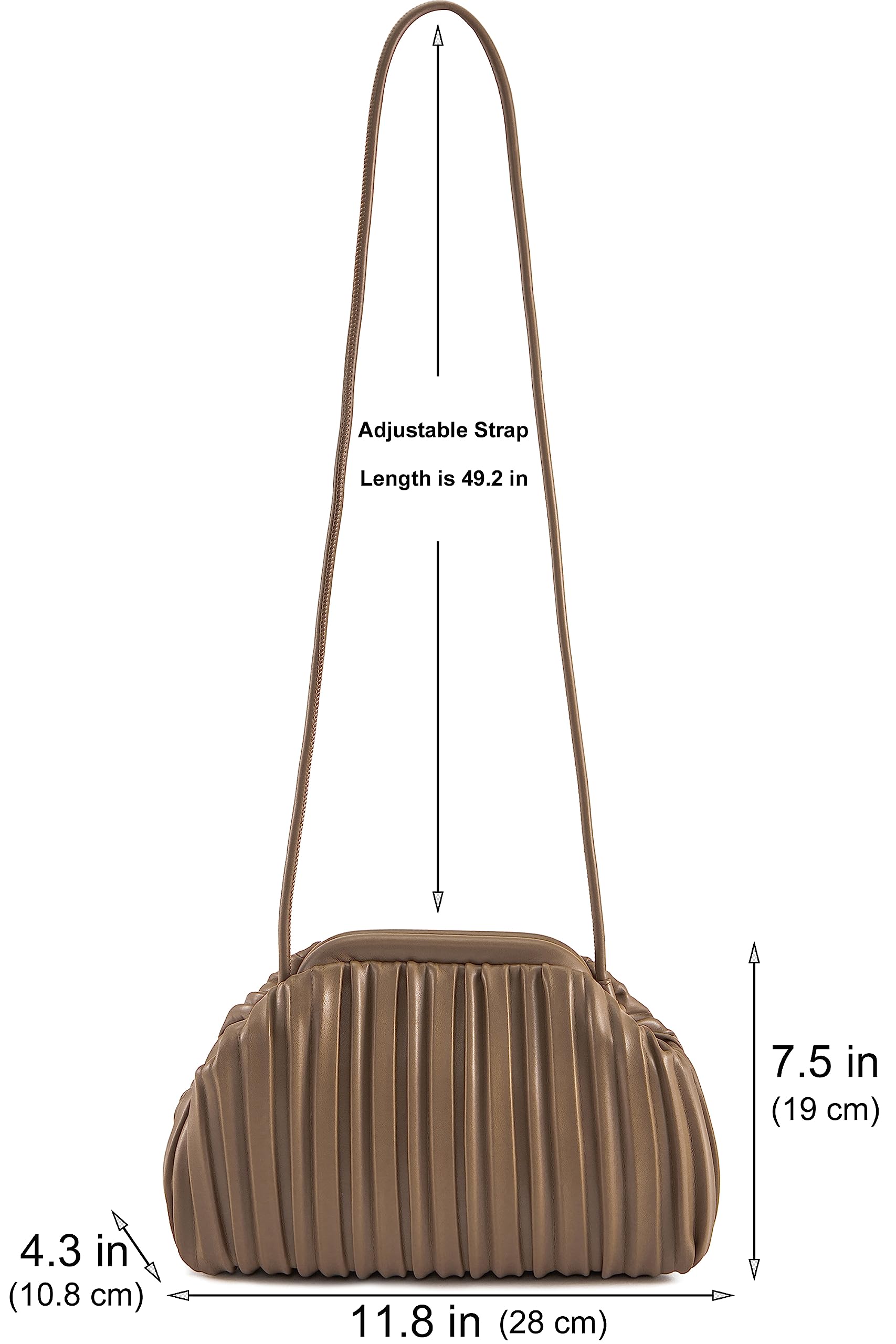 NIUEIMEE ZHOU Ruched Dumpling Bag for Women PU Leather Cloud Handbag Clutch Purse Retro Shoulder Crossbody Bags