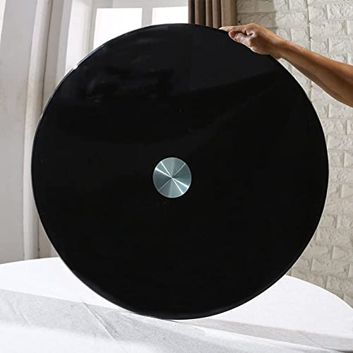 Lazy Susan Tray for Dining Table, Tempered Glass Swivel Plate, 360° Rotating Serving Platter, Home Hotel Table Round Serving Plate, 60cm 70cm 80cm 90cm 100cm, Black (Size : 70cm/28in)