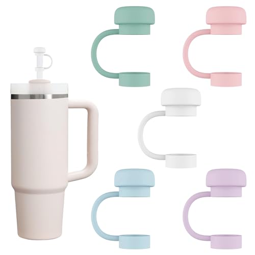 Straw Cover Cap for Stanley Cup 40oz 30oz 20oz, Stanley Cup Accessories Set Including 6 Pcs Tumbler Straw Toppers,Silicone Straw Covers Dust-Proof Protector Straw Lid for 0.4in/10mm Straws