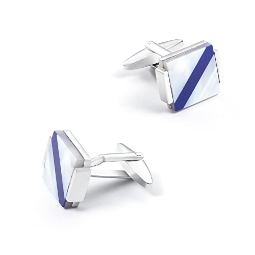 Men's tie Clip Cufflinks White Square Shell Zircon Metal Cufflinks Men's French Cuff Button Cufflinks