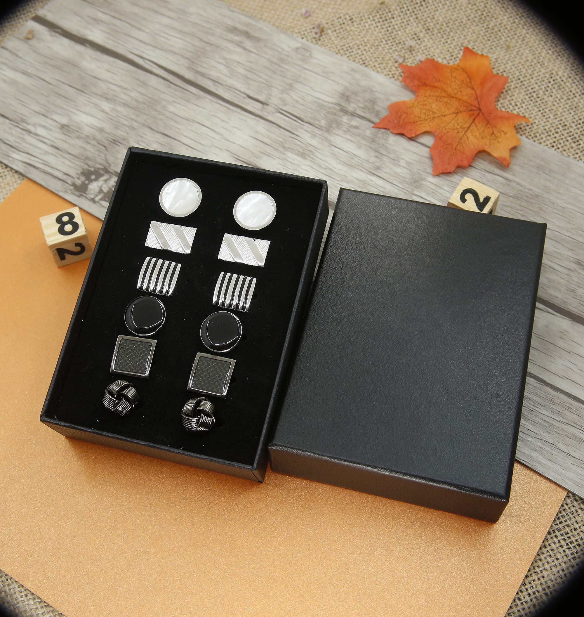 Jstyle 6Pairs Classic Cufflinks Set for Men Wedding Bussiness Cufflink Shirts Mens Jewelry With Gift Box
