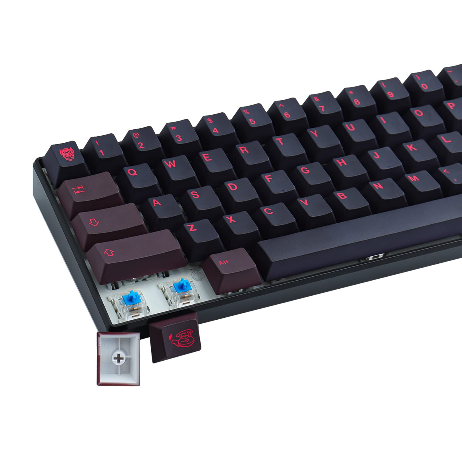PBT Keycaps 129 Keys Dye-Sublimation Cherry Profile Keycaps Red Dragon Keycaps for Cherry Gateron Mx Switches Mechanical Gaming Keyboard