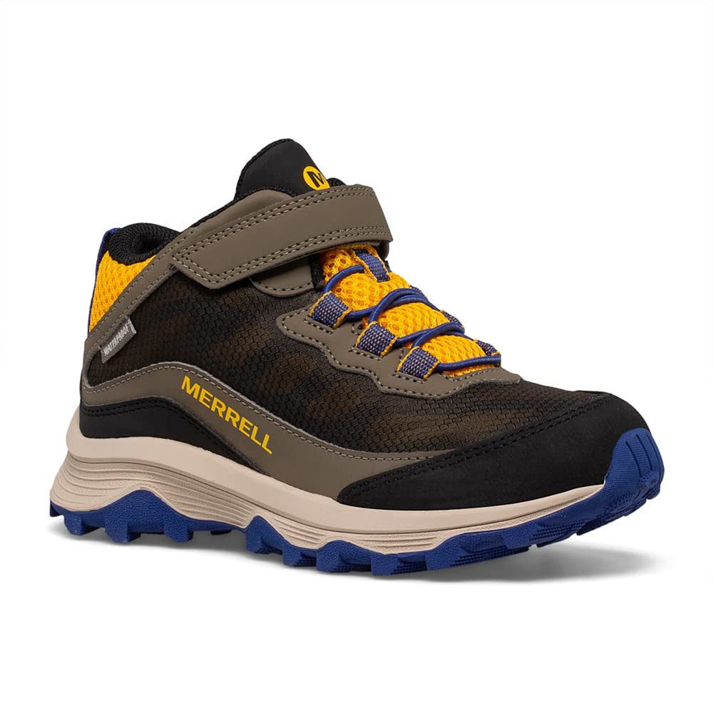 Merrell Moab Speed Mid Alternative Closure Waterproof Hiking Boot, Cobalt/Gold, 5.5 US Unisex Big Kid
