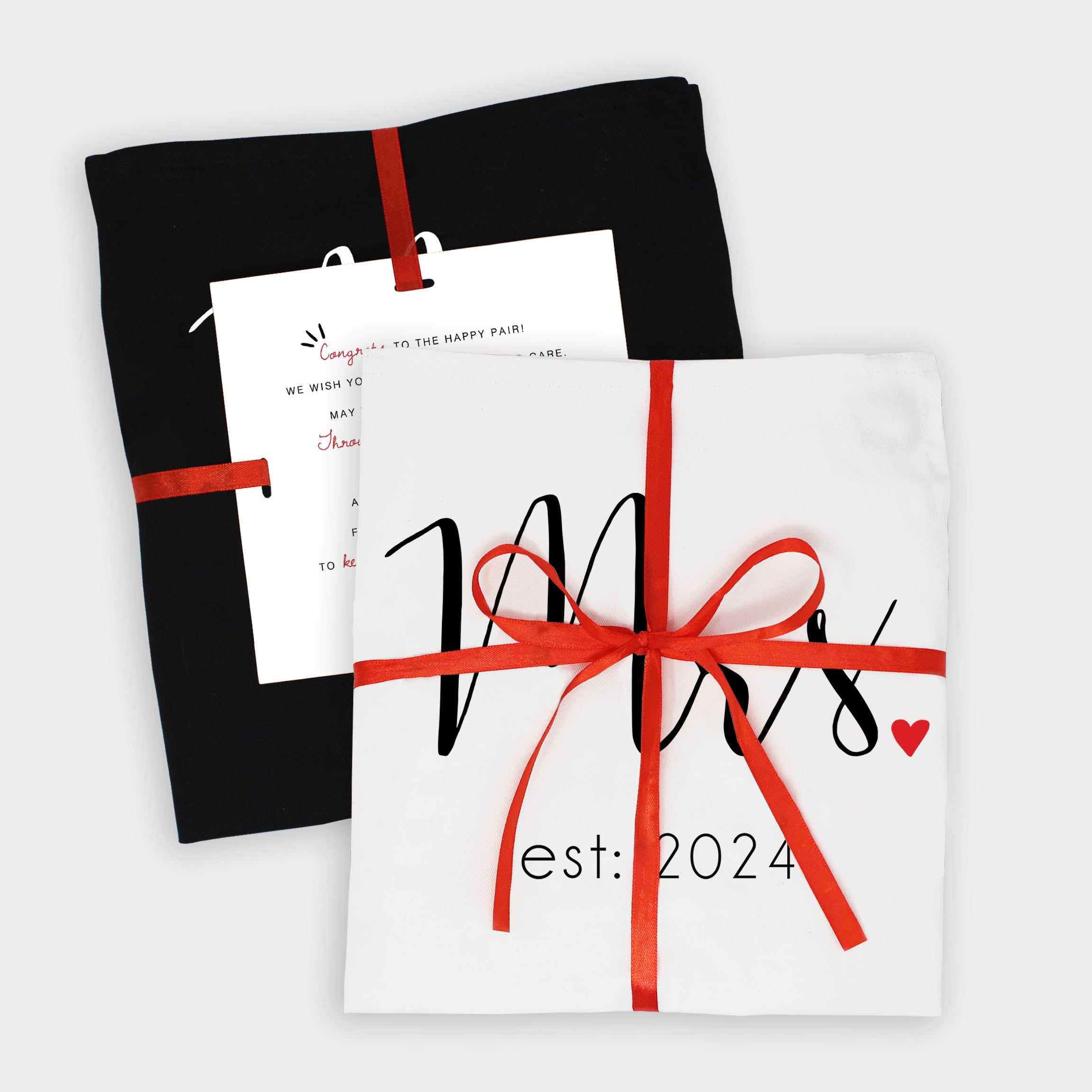Prazoli His and Her Aprons - Mr Mrs Established 2024 Couples Engagement Gift, Cute Bridal Shower Gift Anniversary Wedding Registry Items & Decoration, Housewarming Gifts For New Home Newlywed Gift