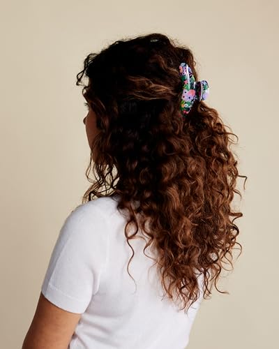 RIFLE PAPER CO. Large Claw Clip Set | Embroidered Fabric Headband, 100% Polyester, Soft Elastic Scrunchie Hair Bands (Bright Floral Pattern), Garden Party