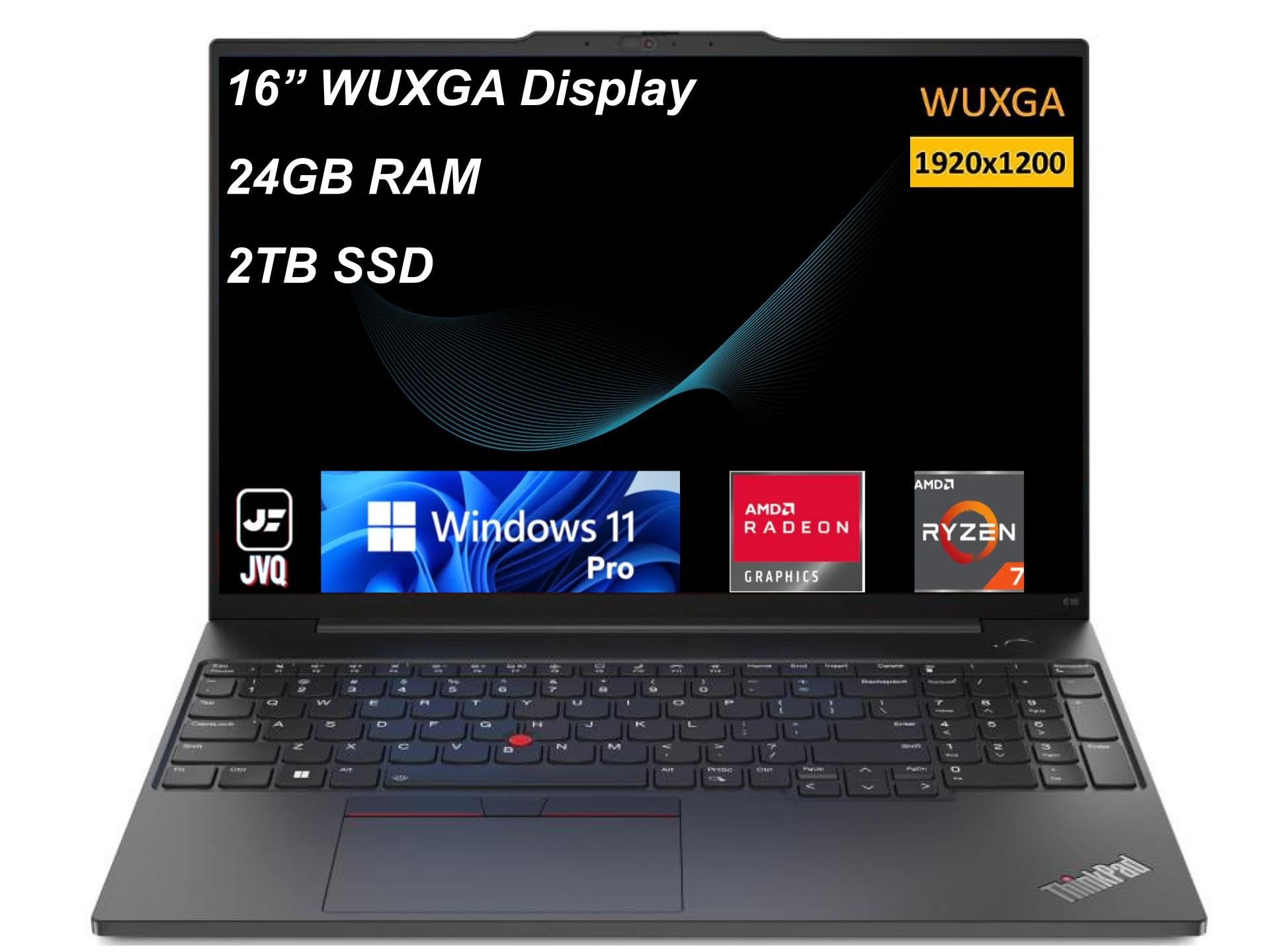 lenovo Newest ThinkPad E16 Gen 1 Business Laptop, 16" WUXGA IPS Display 300 nits, AMD Ryzen 7 7730U Processor (up to 4.50 GHz), 24GB RAM, 2TB SSD, Webcam, WiFi, Win 11 Pro