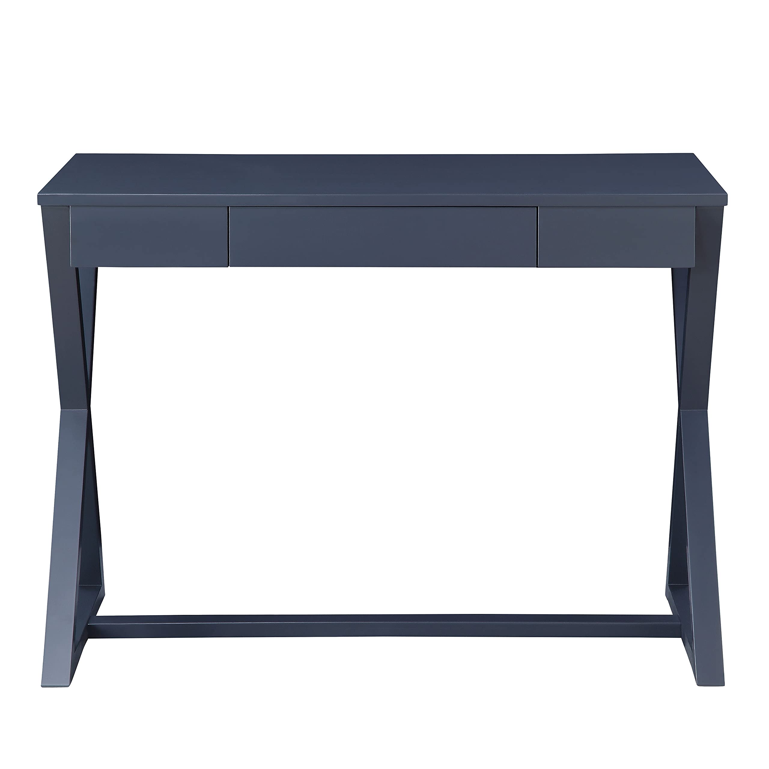 Knocbel Contemporary Computer Desk with Storage Drawer, Home Office Workstation Writing Table with X-Shaped Wooden Base, 150lbs Weight Capacity, 42" L x 19" W x 30" H (Black)