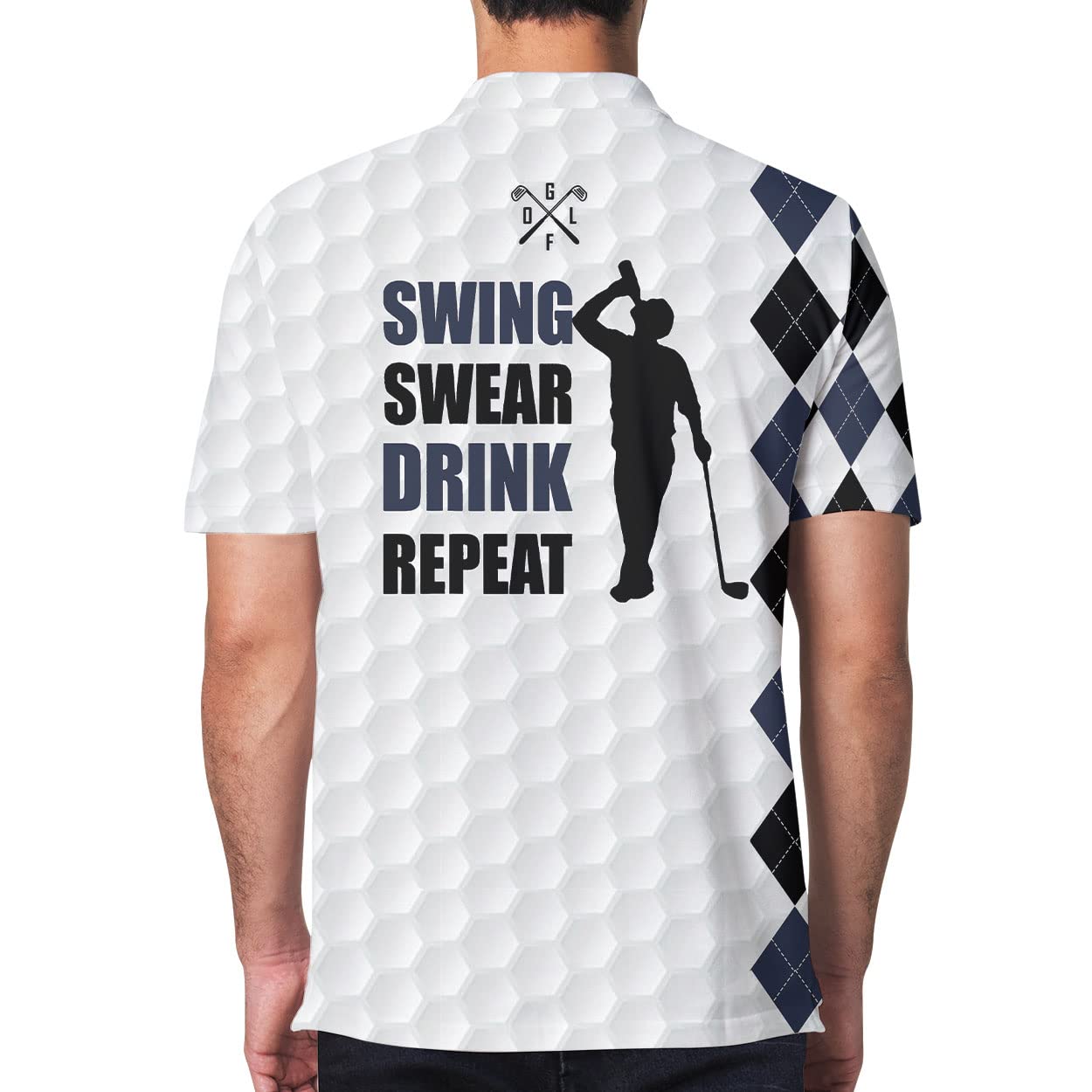 Nidulo Skulls Shirts for Men Swing Swear Look for Ball Repeat Crazy Golf Shirts for Men Argyle Golf Shirts for Men Gifts
