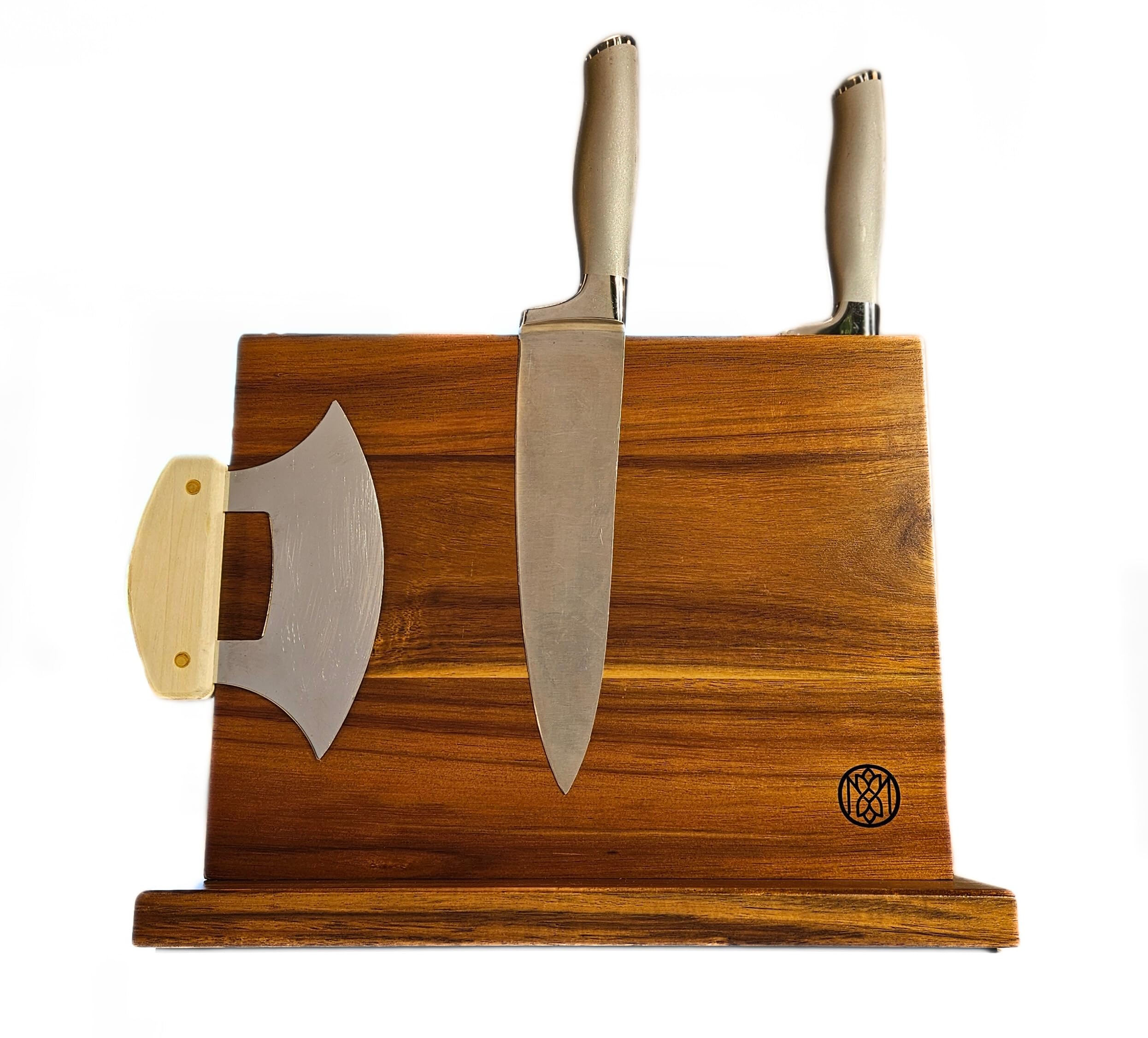 Omni Felix Magnetic Knife Block, Clean and Efficient Knife Holder and Storage, Beautiful Natural Acacia Wood Knife Display Stand, Strong Magnetic Double Sided Kitchen Knife Holder
