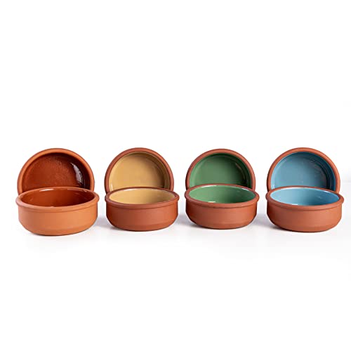 Luksyol Handmade Colored Clay Bowls Set: Authentic Mexican Pottery for Culinary Delights | Microwave & Oven Safe | Ideal for Tajine, Indian, Korean Cuisine - Set of 8 (3.7 x 1.38 in), Assorted Colors