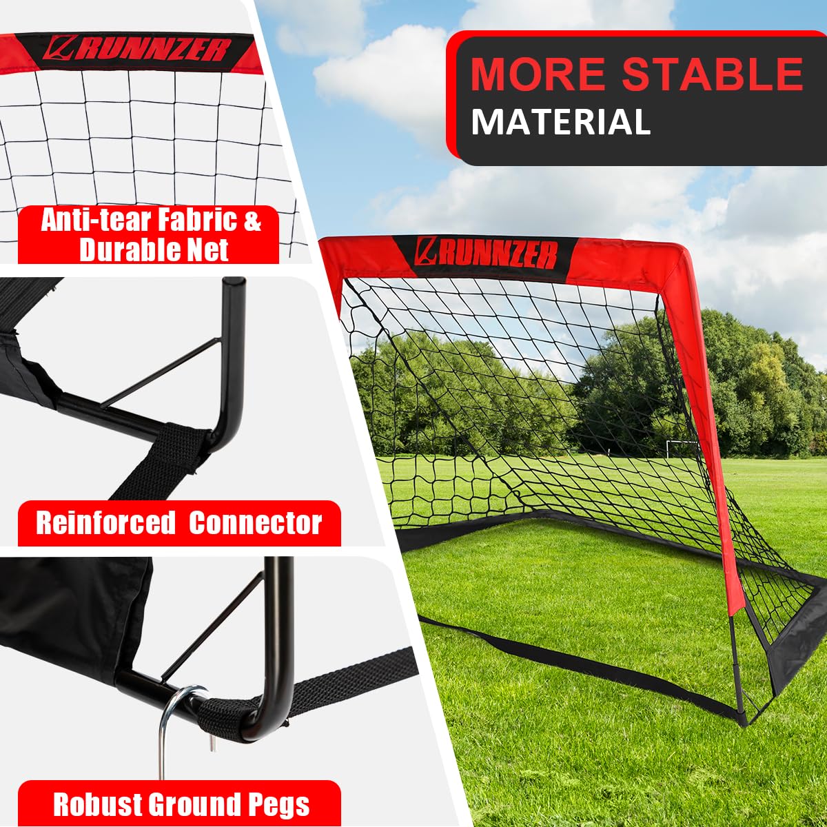 L RUNNZER Portable Soccer Goal, Soccer Nets for Backyard Training Goals for Soccer Practice with Carry Case, 4' x 3'