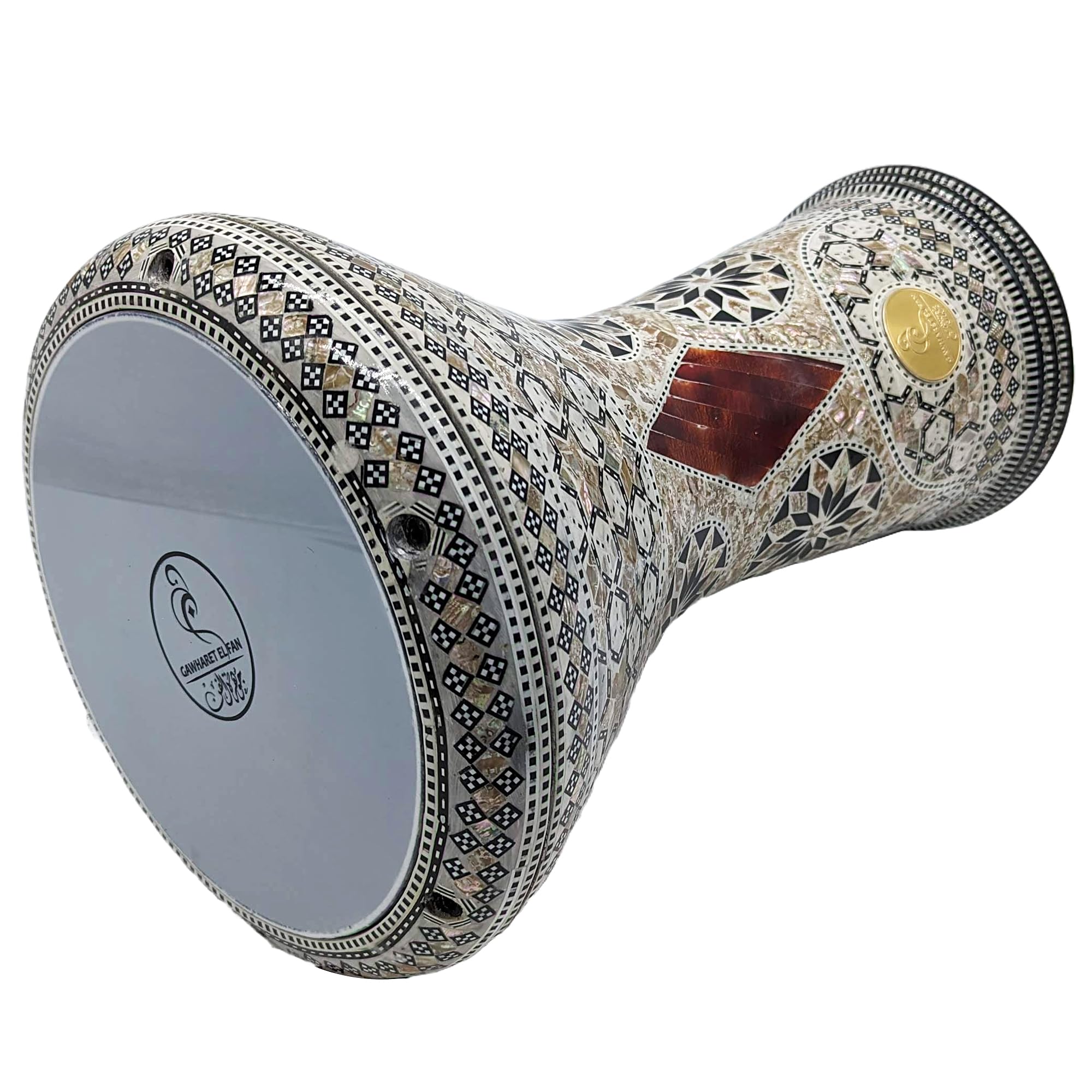 New! Gawharet El Fan Classic 17" Mother of Pearl Darbuka Drum Percussion (Sparkling Shells)