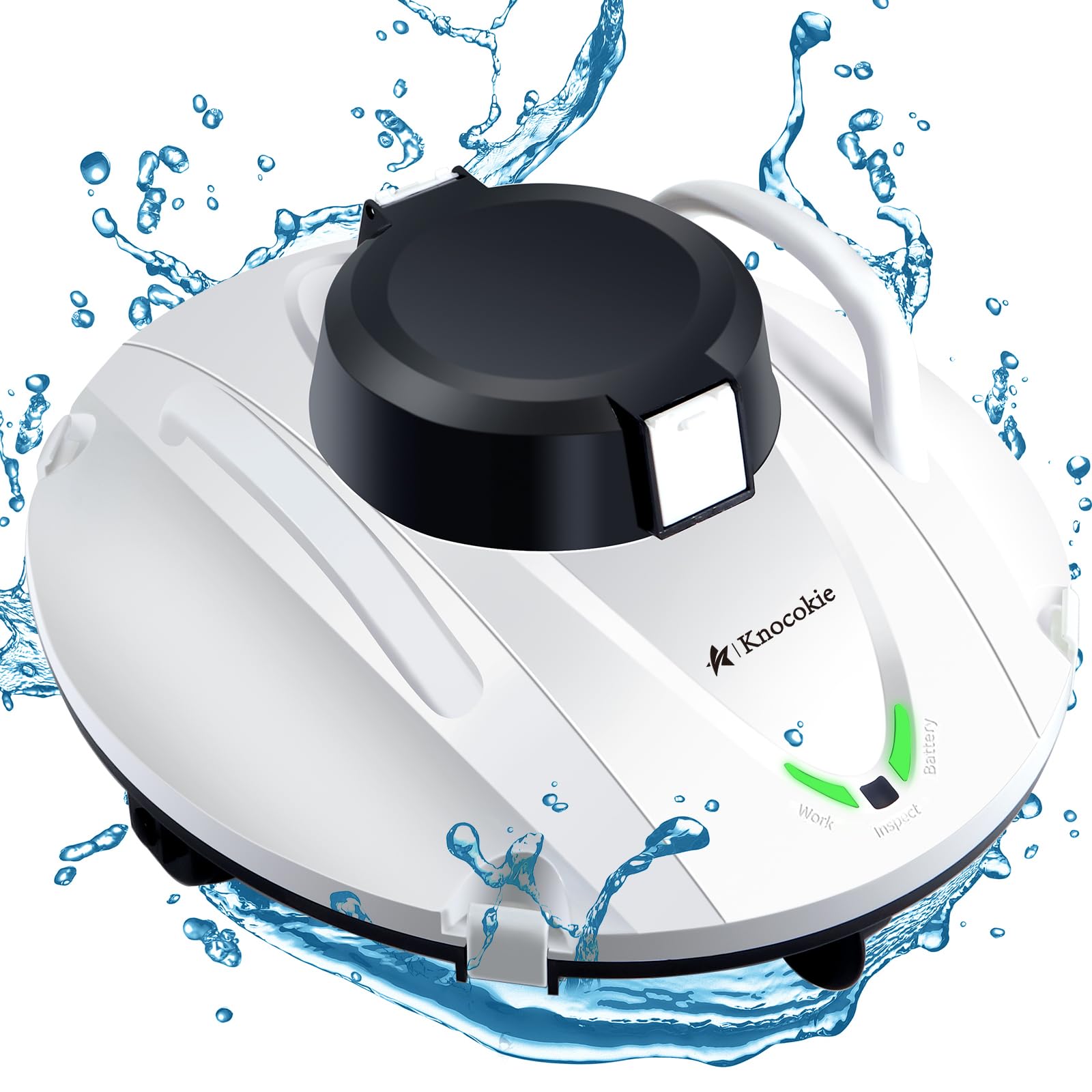 Knocokie Cordless Pool Vacuum Cleaner, Robotic Pool Cleaner, Lasts 120min, Dual-Motor,Smart Navigation and Parking System, LED Indicator, Suitable for Flat Pools Up to 1000 sq. ft 1-year warranty