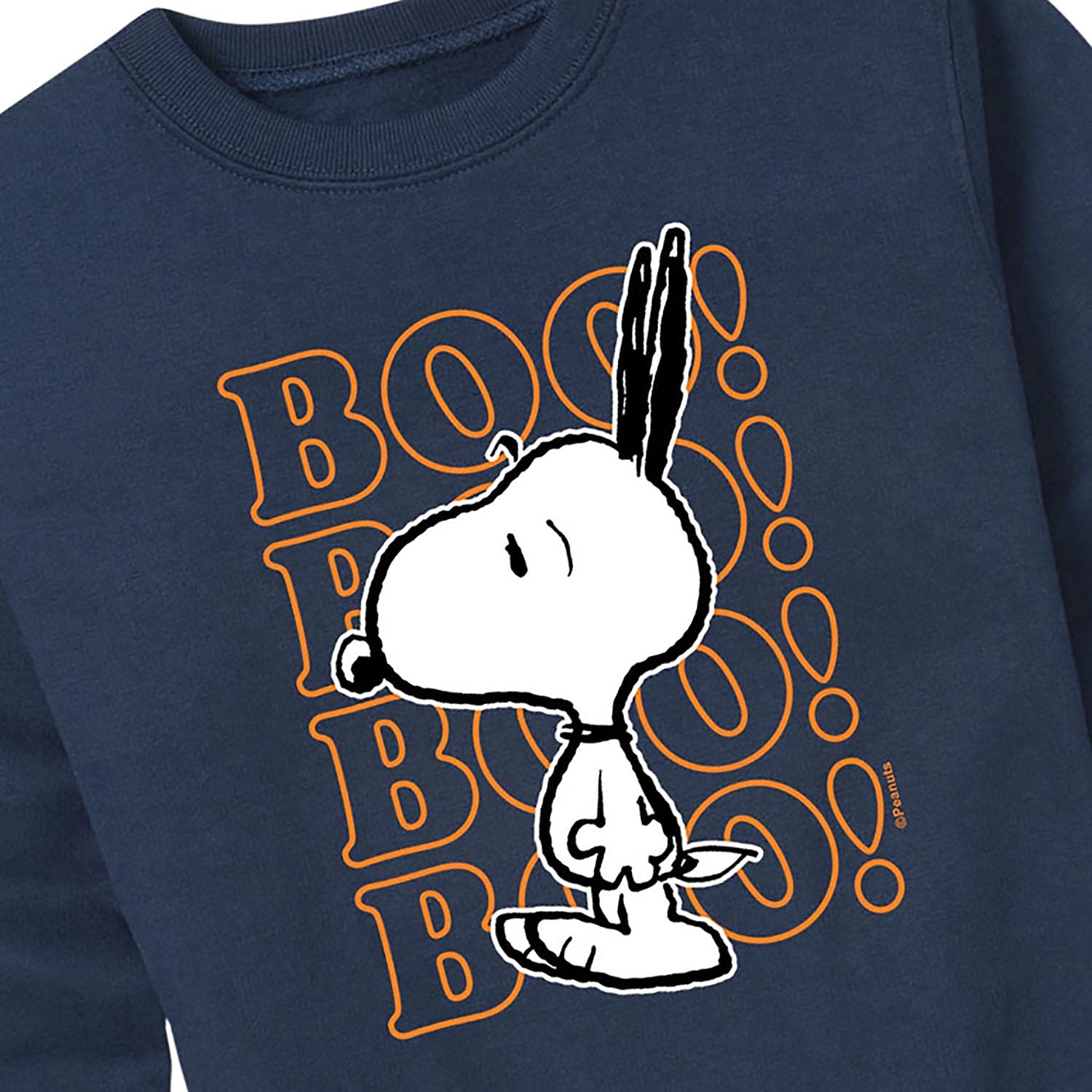 Peanuts HYBRID APPAREL Boo Snoopy Scared - Toddler And Youth Crewneck Fleece Sweatshirt - Size X-Large Navy