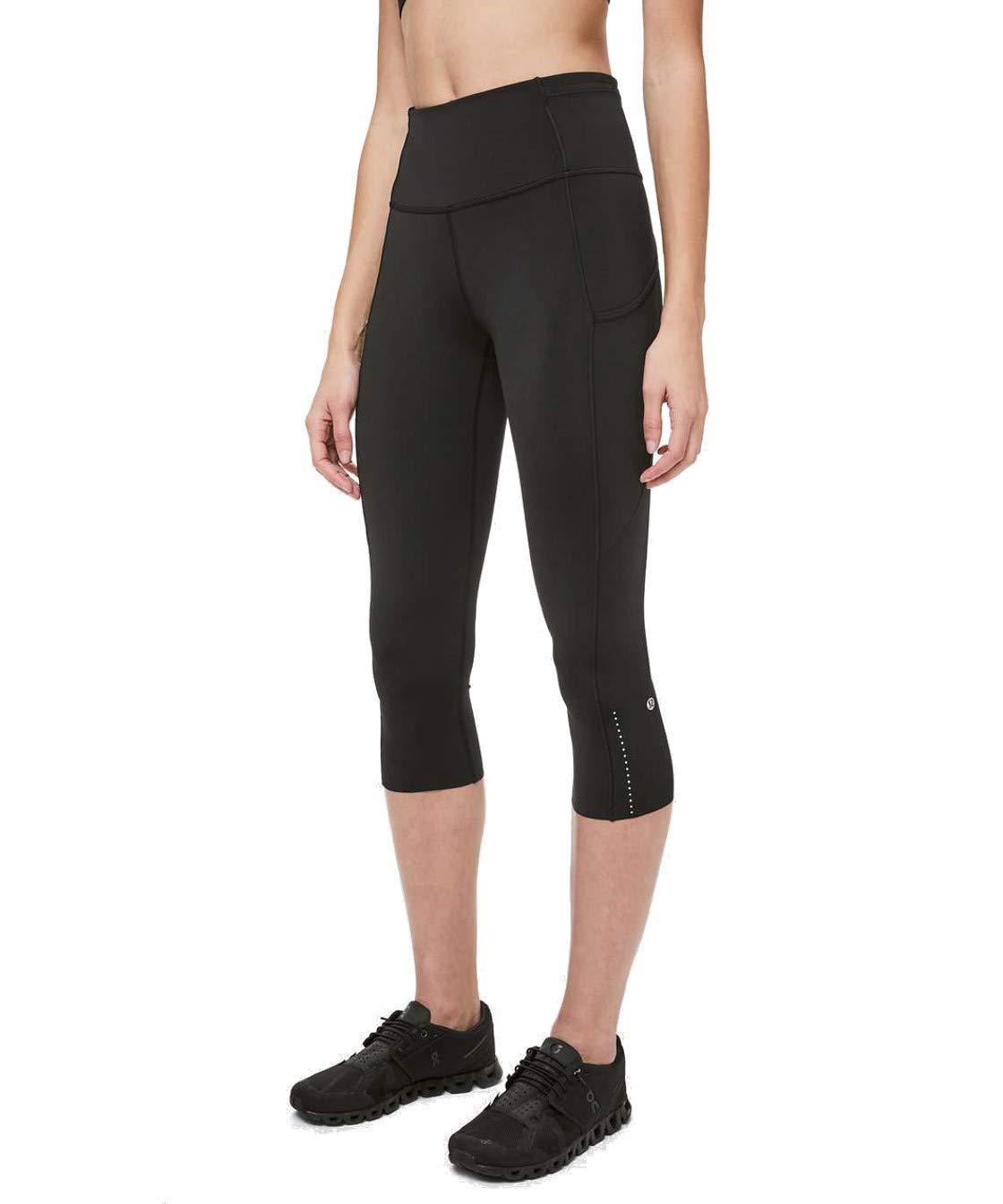lululemon Fast and Free Hi-Rise Crop 19" (Black (Reflective), 12)
