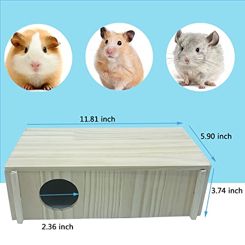 WEWAYKGJ Hamster Wood House Hideout 2-Chamber Hamster Wooden House Multi-Chamber Hamster Habitats Decor for Dwarf Chinchilla Mice Gerbils Gerbils Mouse and Other Small Rodents