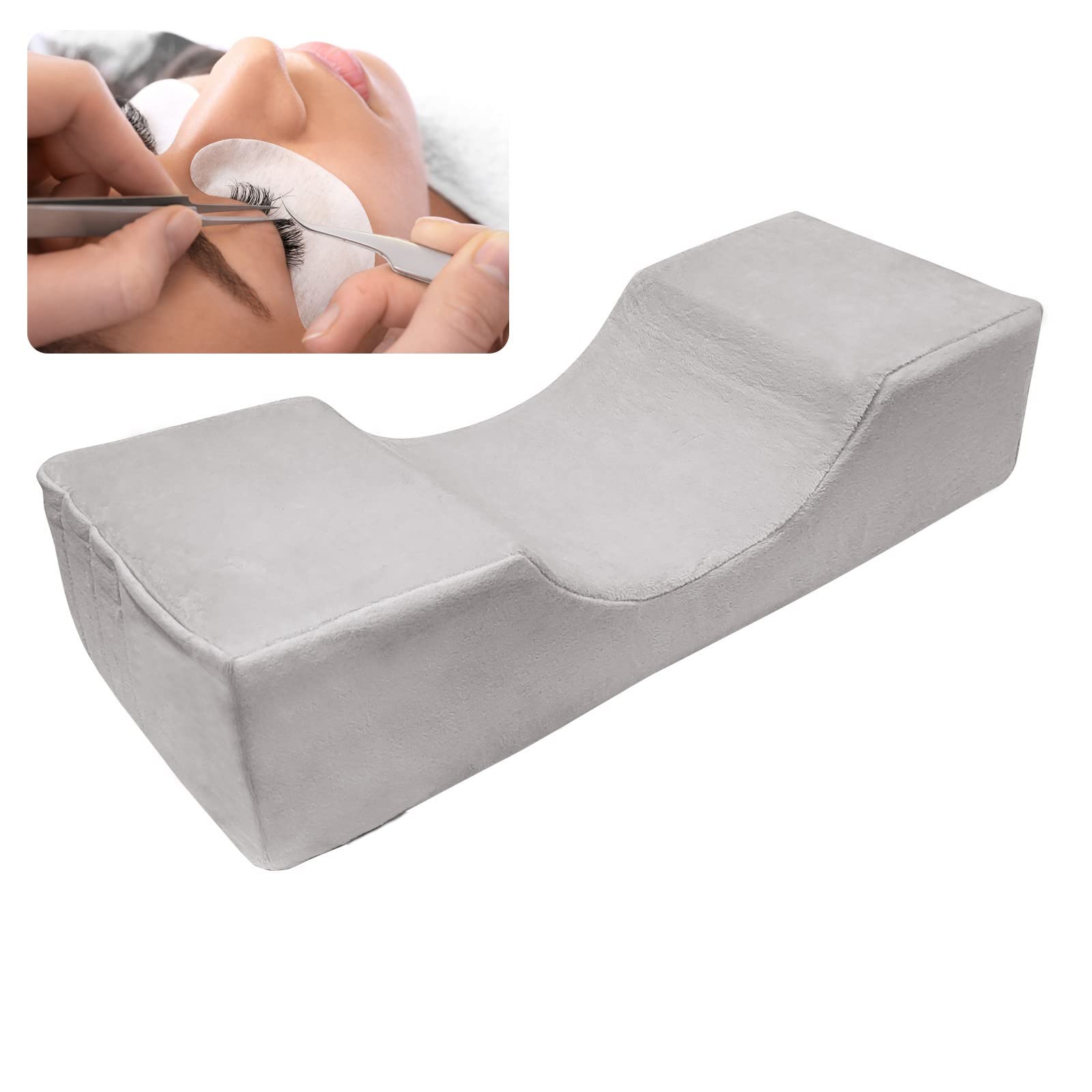 SAILFIN Lash Pillow for Lash Extensions, Eyelash Extension Pillow, Lash Bed Pillow, Memory Foam Lash Neck Pillow for Lash Extensions (Gray)