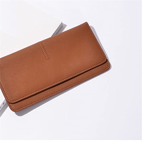 SEASD -Thin Long Purse Female Card Bag Buckle Card Position Soft Leather Money Clip Portable Bag