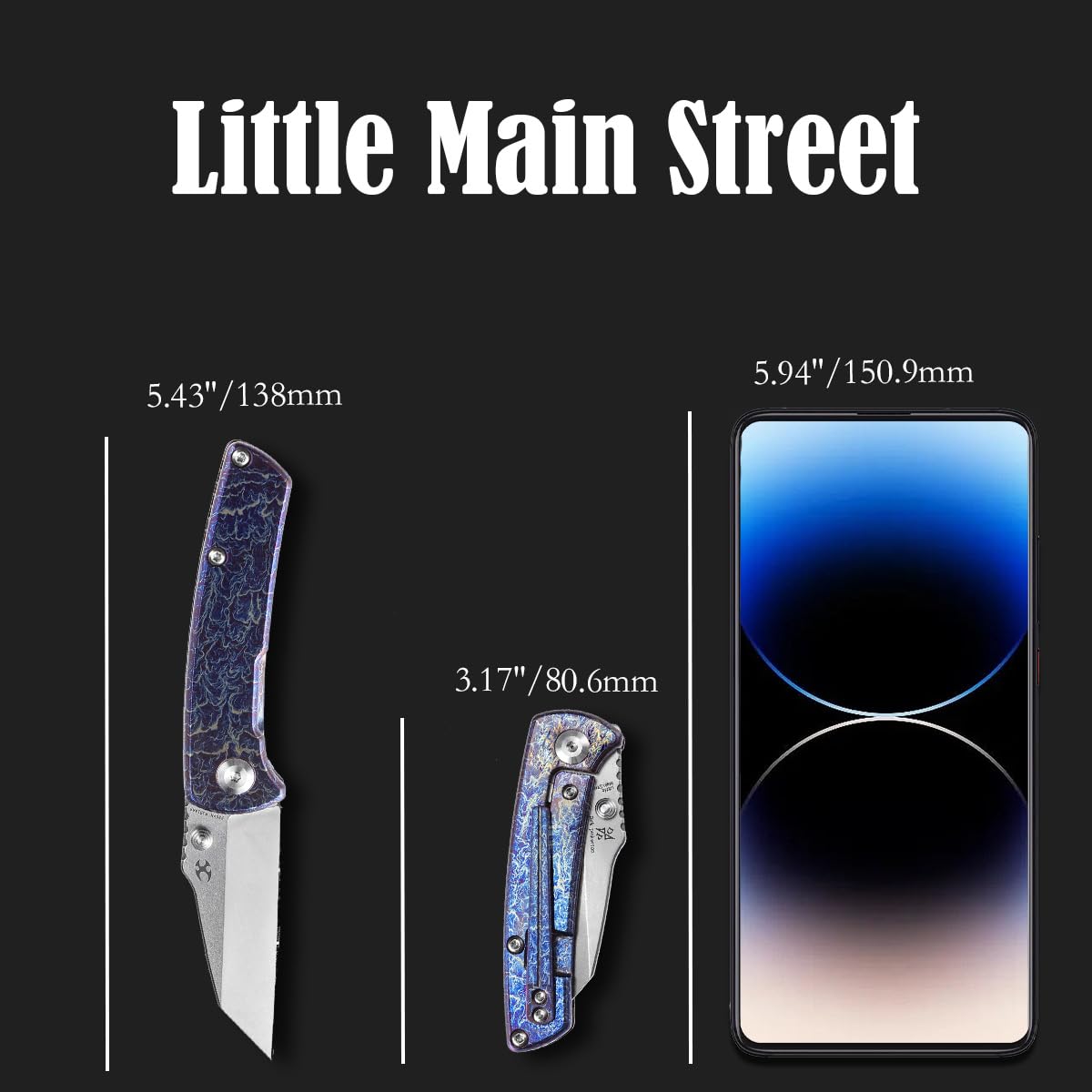 KANSEPT Mini Main Street Pocket Folding Knives EDC Pocket Knife 2.26'' S35VN Material Pocket Folding Knife with Lightning Strike Anodized Titanium Handle EDC Box Opener K2015A5