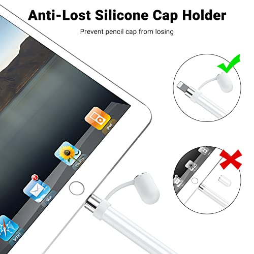 TITACUTE for Apple Pencil Cap 1st Generation Magnetic iPencil Replacement for Apple Pen Top Stylus Cover AntiFall Silicone Holder for iPad Pro 10.5" 12.9" 9.7" for iPad 10 9 8 7 6 Air 3 Mini 5th White
