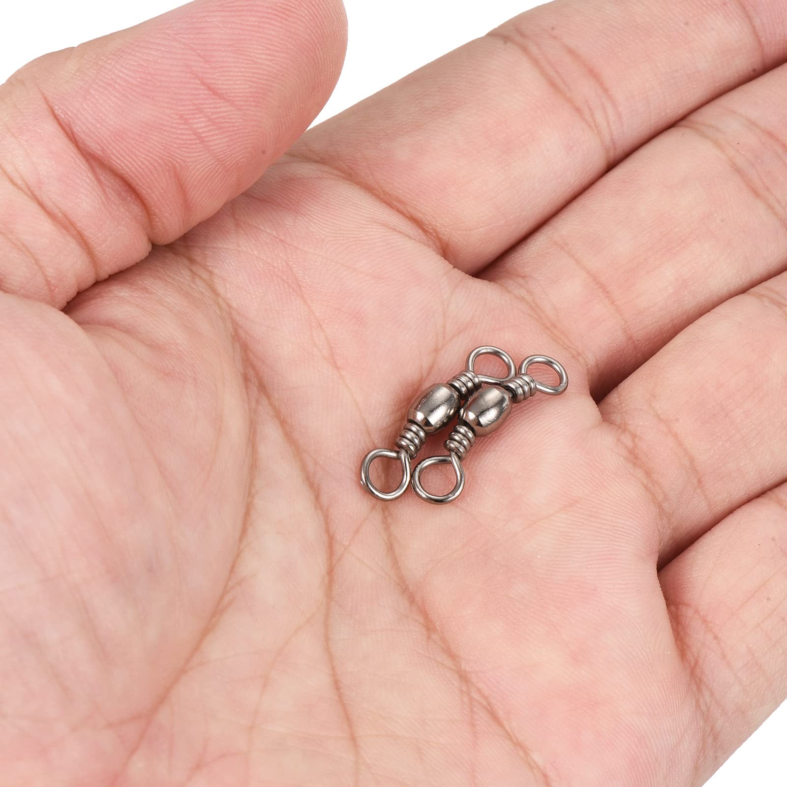 PATIKIL Fishing Barrel Swivel, 30Pcs 94lb Carbon Steel Solid Ring Terminal Tackle, Black